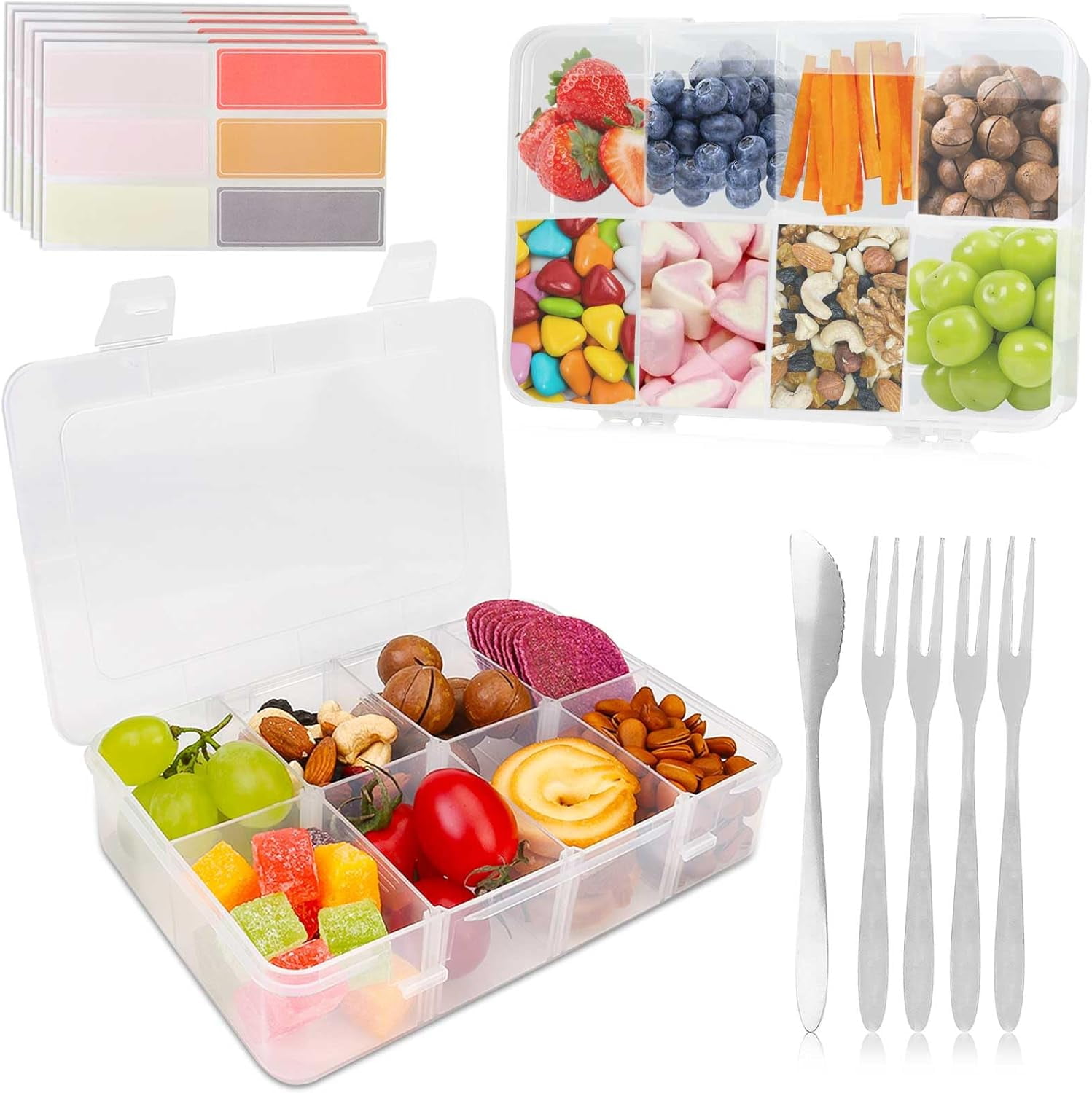 XD5-2 Pack Snack Box Container Set for Kids with Label Stickers, Knifes ...