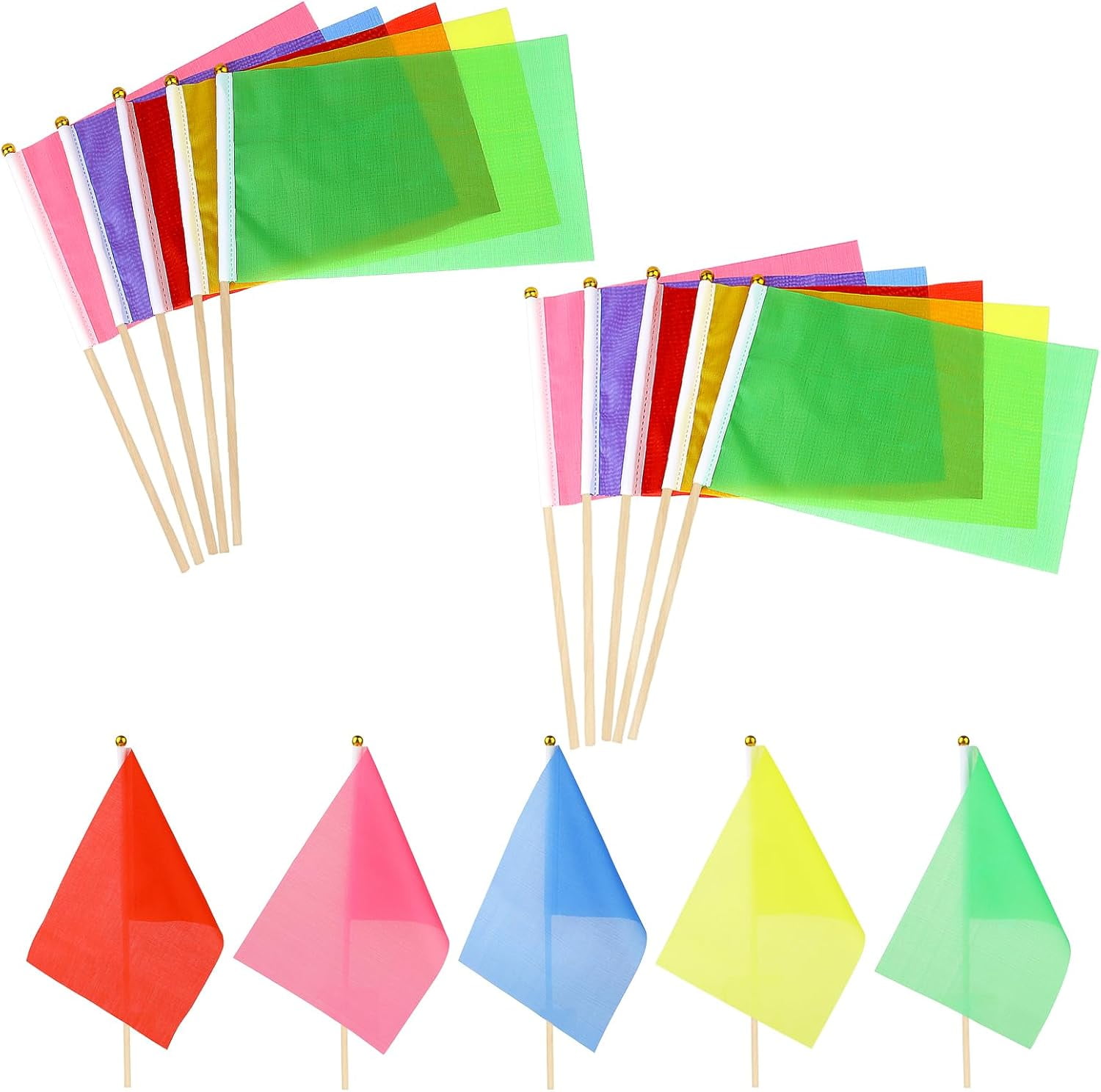 XD5-20 Pack Small Solid Color Flag, Mini Marking Flags on Sticks Blank ...
