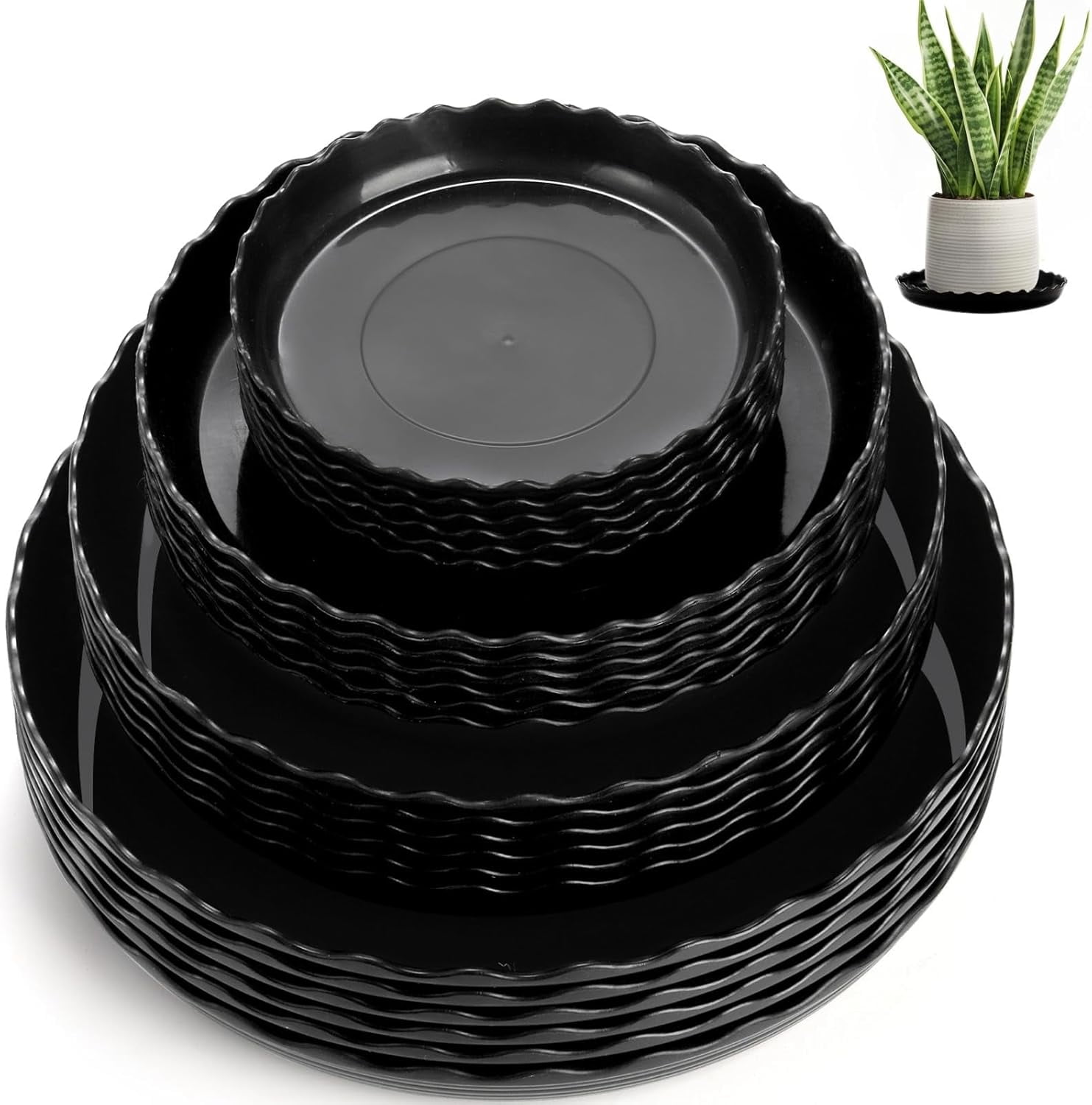 XD5-24 Pack Plant Drip Tray, 6 8 10 12 Inch Heavy Duty Trays Pot Tray ...