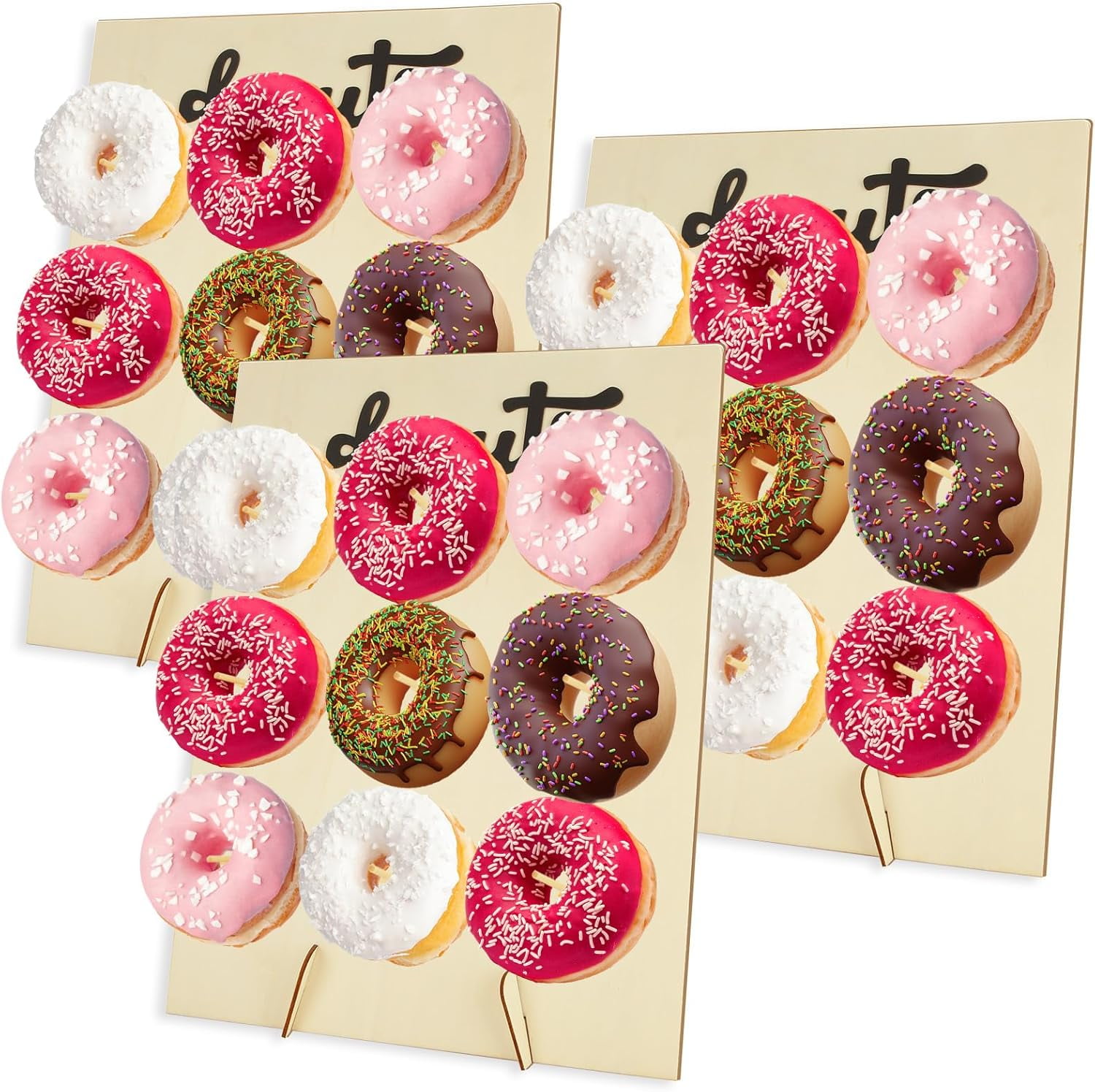 XD5-3 PCS Donut Wall Display Stand Reusable Donut Display Board Rustic ...