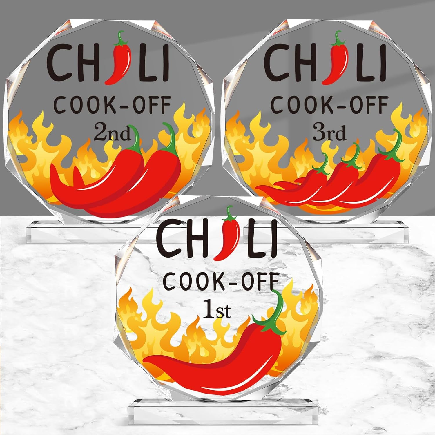 XD5-3 Pcs Chili Cook Off Prizes 1st 2nd 3rd Place Medals Chili Cook Off ...