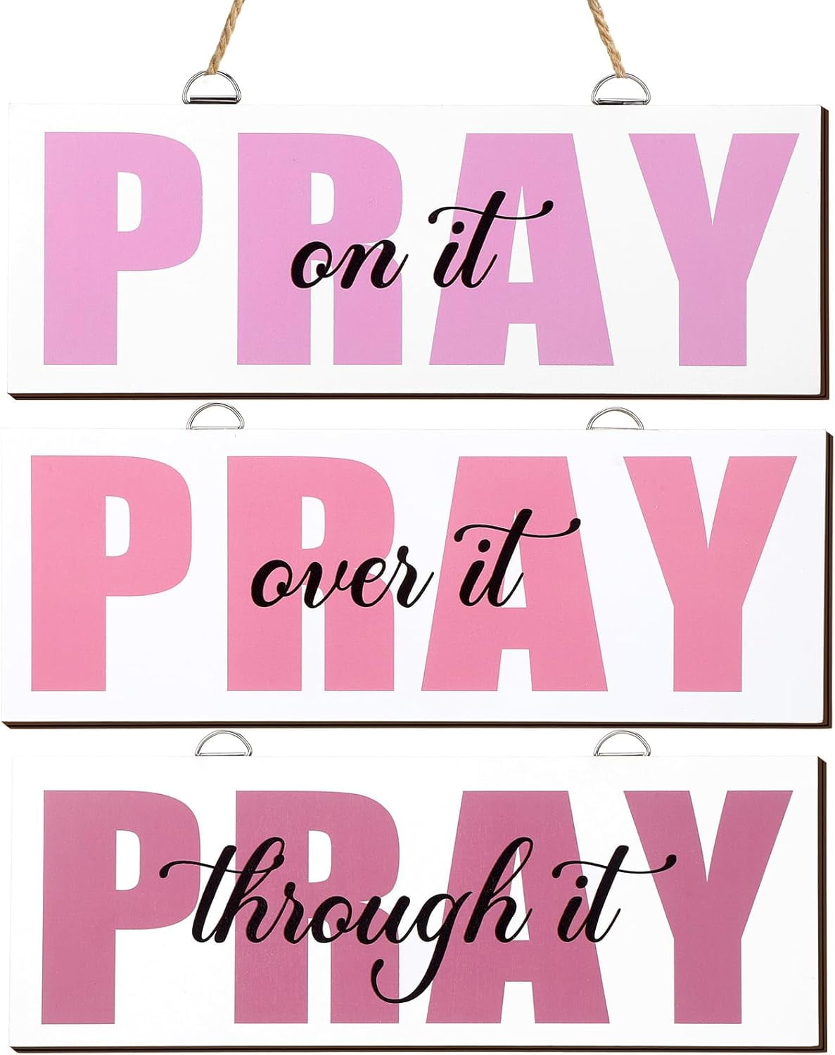 XD5-3 Pcs Pink Inspirational Decor Pray on It Pray over It Through Wall ...