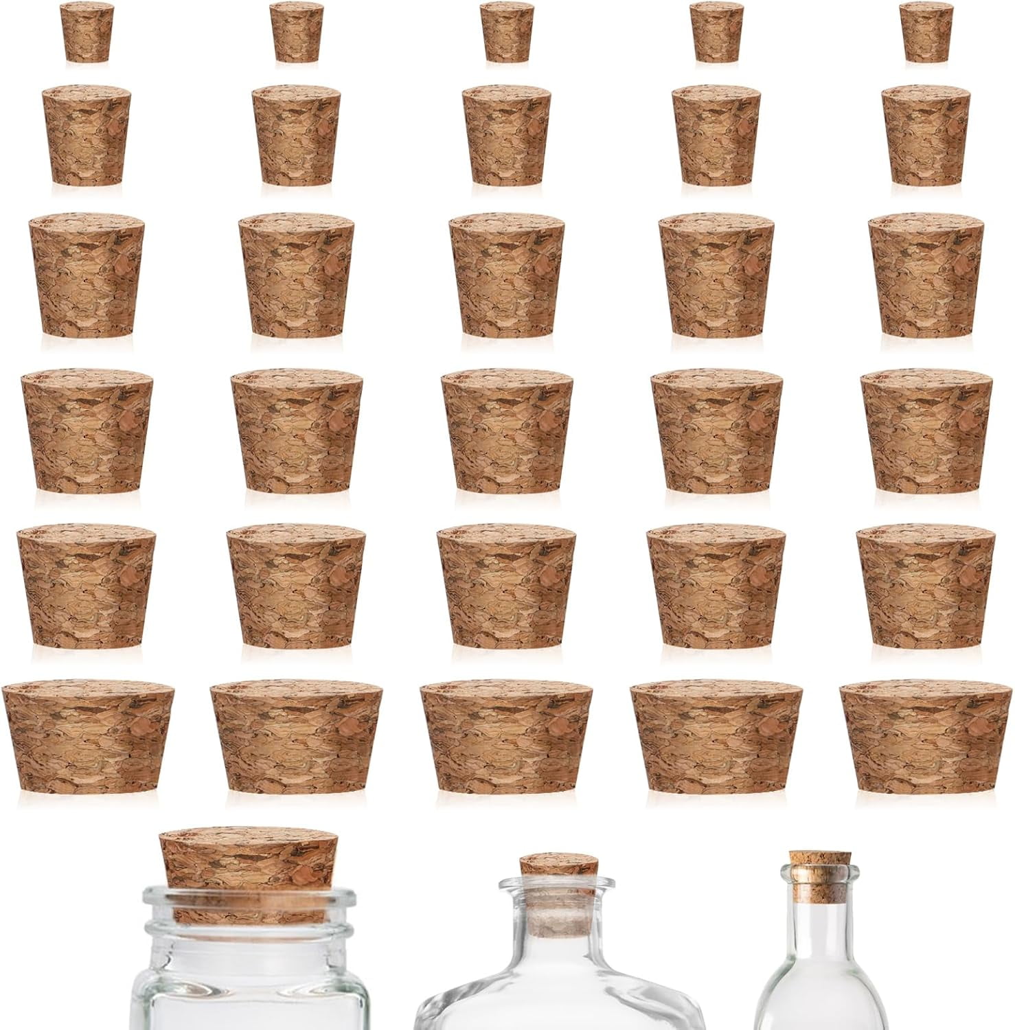 XD5-30 Pack Natural Soft Wood Corks, 6 Sizes Assorted Cork Stoppers ...