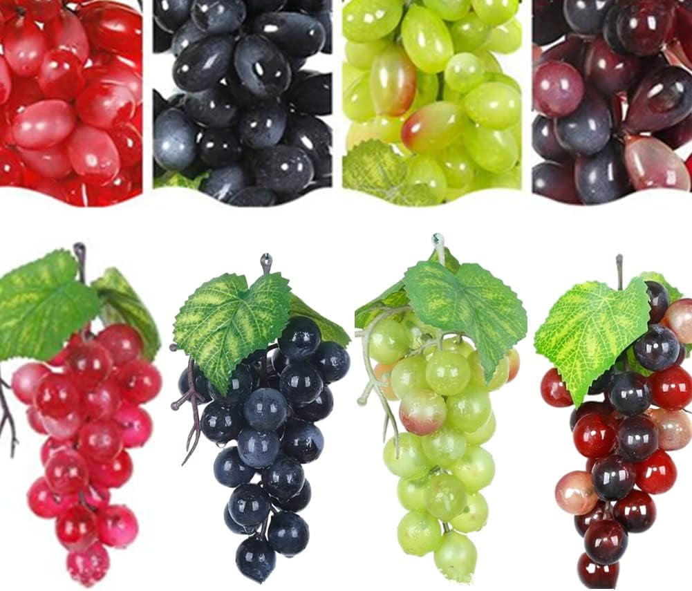 XD5-4 Bunches Artificial Grapes String for Decoration, Simulation Fake Grapes Clusters with ...