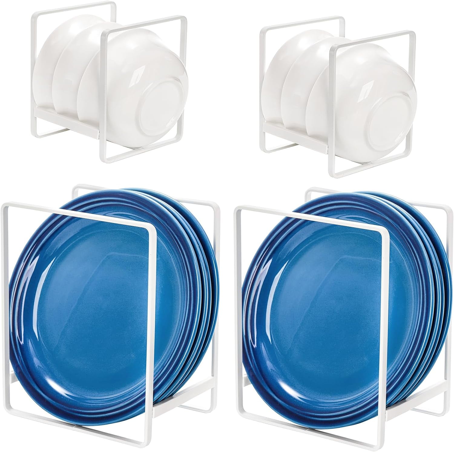 XD5-4 Pack Plate Holder Organizer, Upright Metal Dish Storage Stand ...