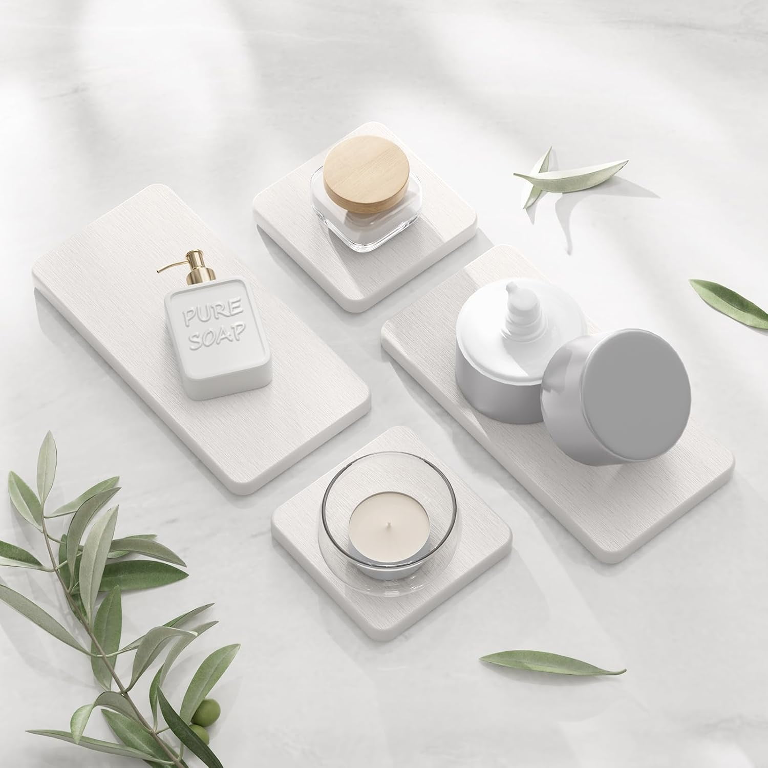 XD5-4 Pack Stone Drying Tray for Bathroom Sink, Diatomite Stone Sink ...