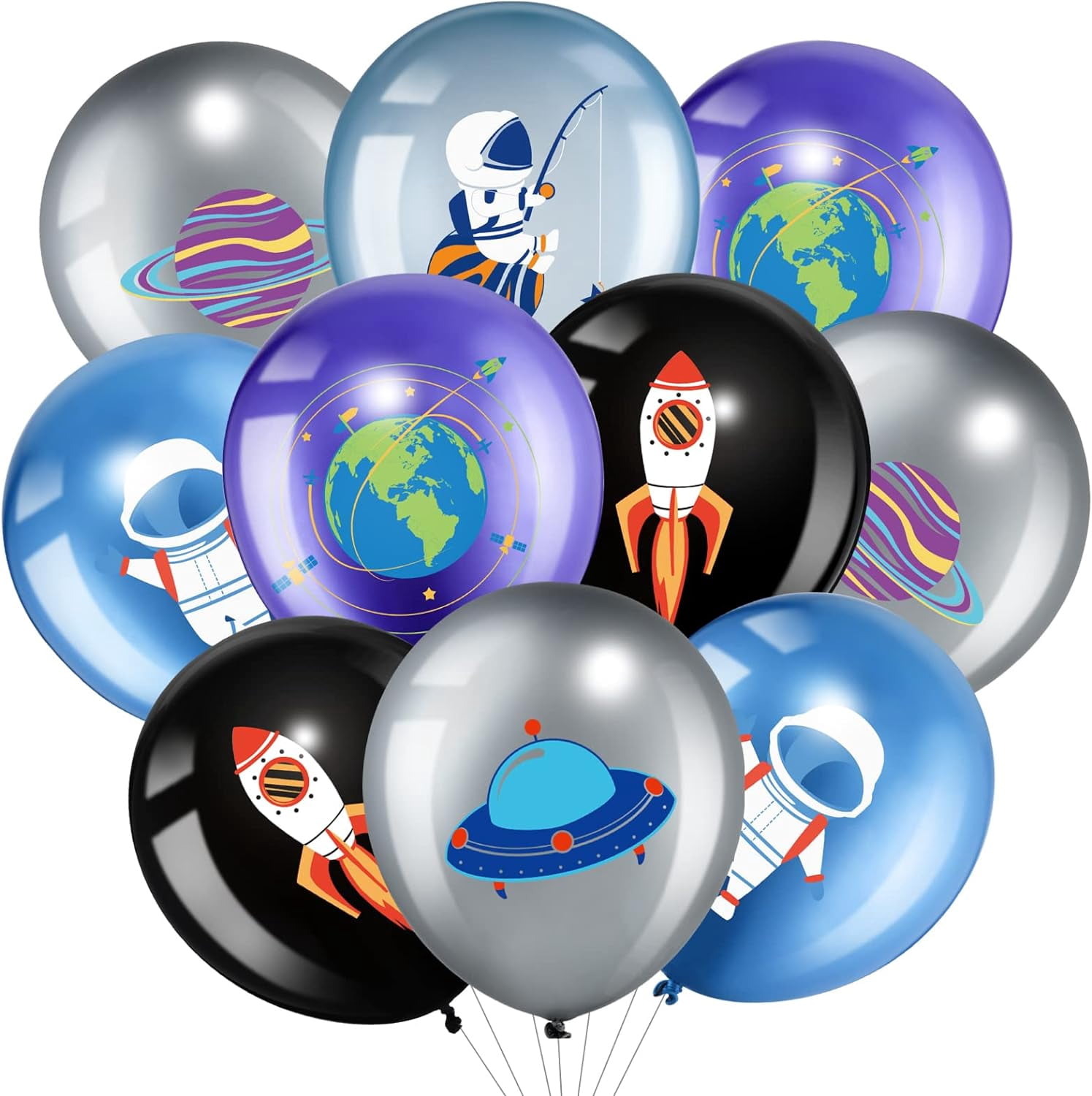 XD5-48 Pieces Outer Space UFO Party Balloons, 12 Inch Latex Galaxy ...