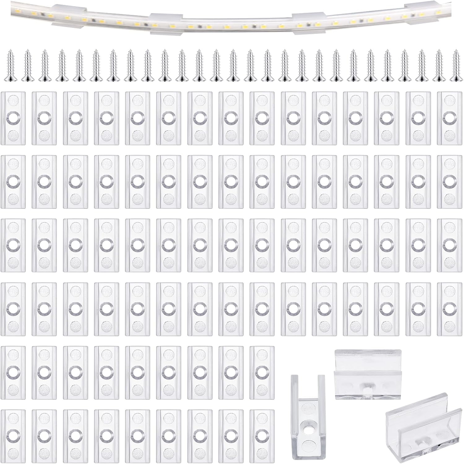 XD5-50 Pcs Neon Rope Light Mounting Brackets, Rope Light Mounting Clips, Neon Lights Install ...