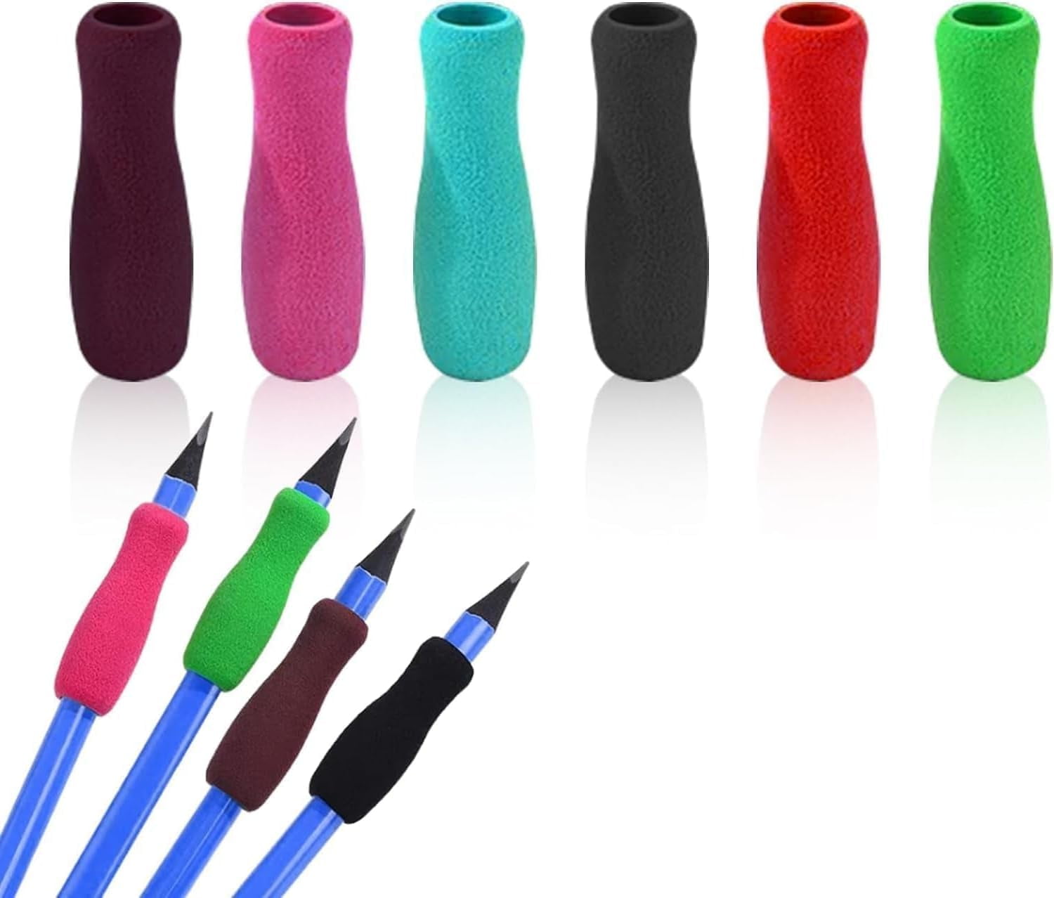 XD5-6Pcs Colour Foam Pencil Grips Soft Foam, Open Slip Insert Pen Paint ...