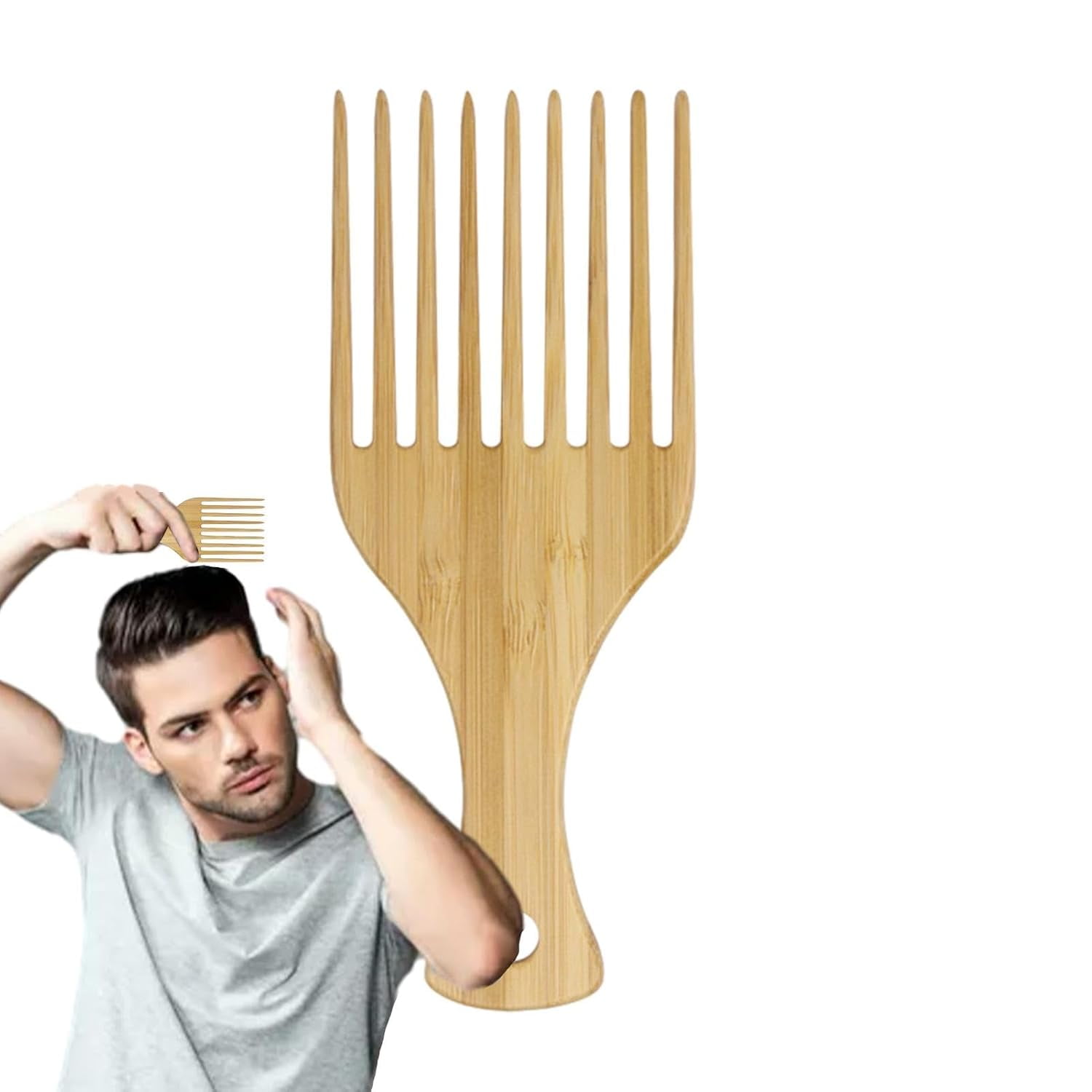 XD5-Bamboo Comb - 2.4 Inches Natural Bamboo Hair Pick | Fine Wide Tooth ...