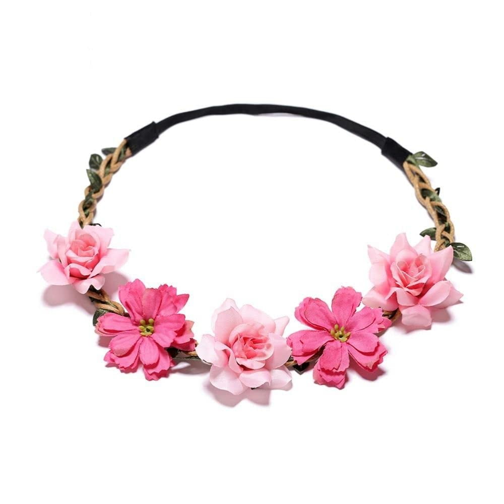 XD5-Boho Flower Crowns Floral Wreath with Ribbon,Charm Flower Crown ...
