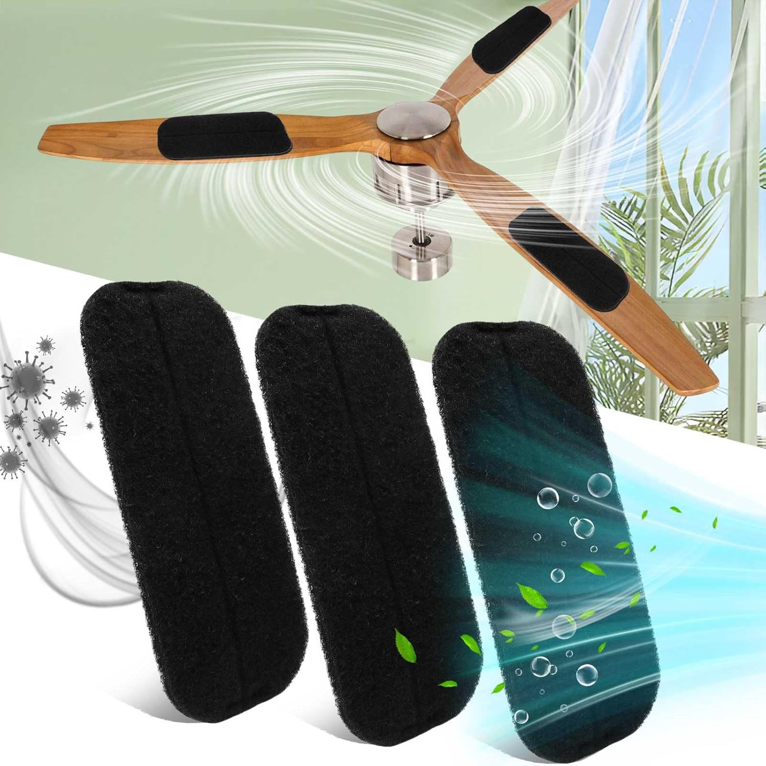 XD5-Ceiling Fan Filter,3 Pack Unscented Activated Coconut Shelles ...