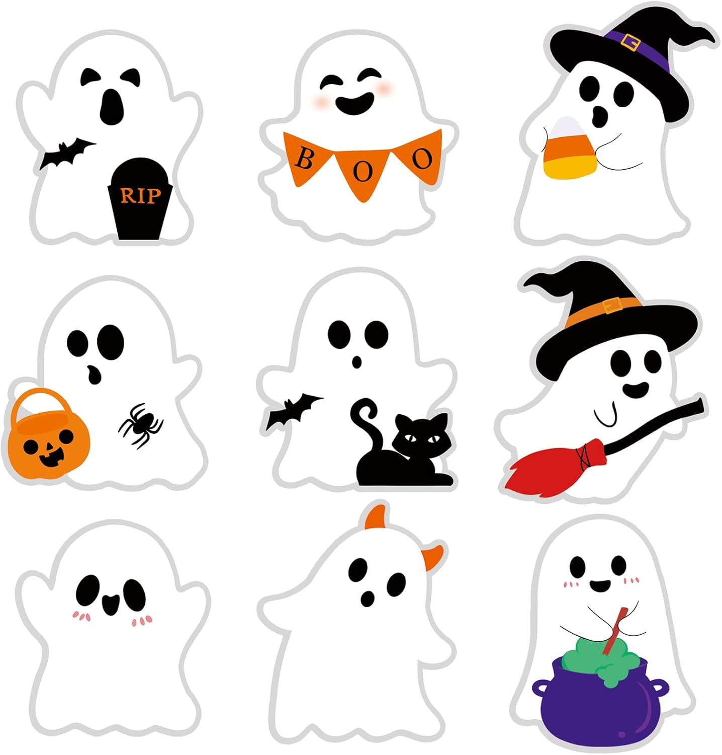 XD5-Cute Halloween Stickers Decorations, 108Pcs Self-Adhesive Halloween ...