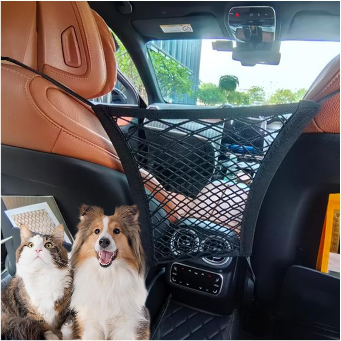 XD5-Dog Car Net Barrier, Pet Seat Back Barrier, Stretchable Safety Mesh ...