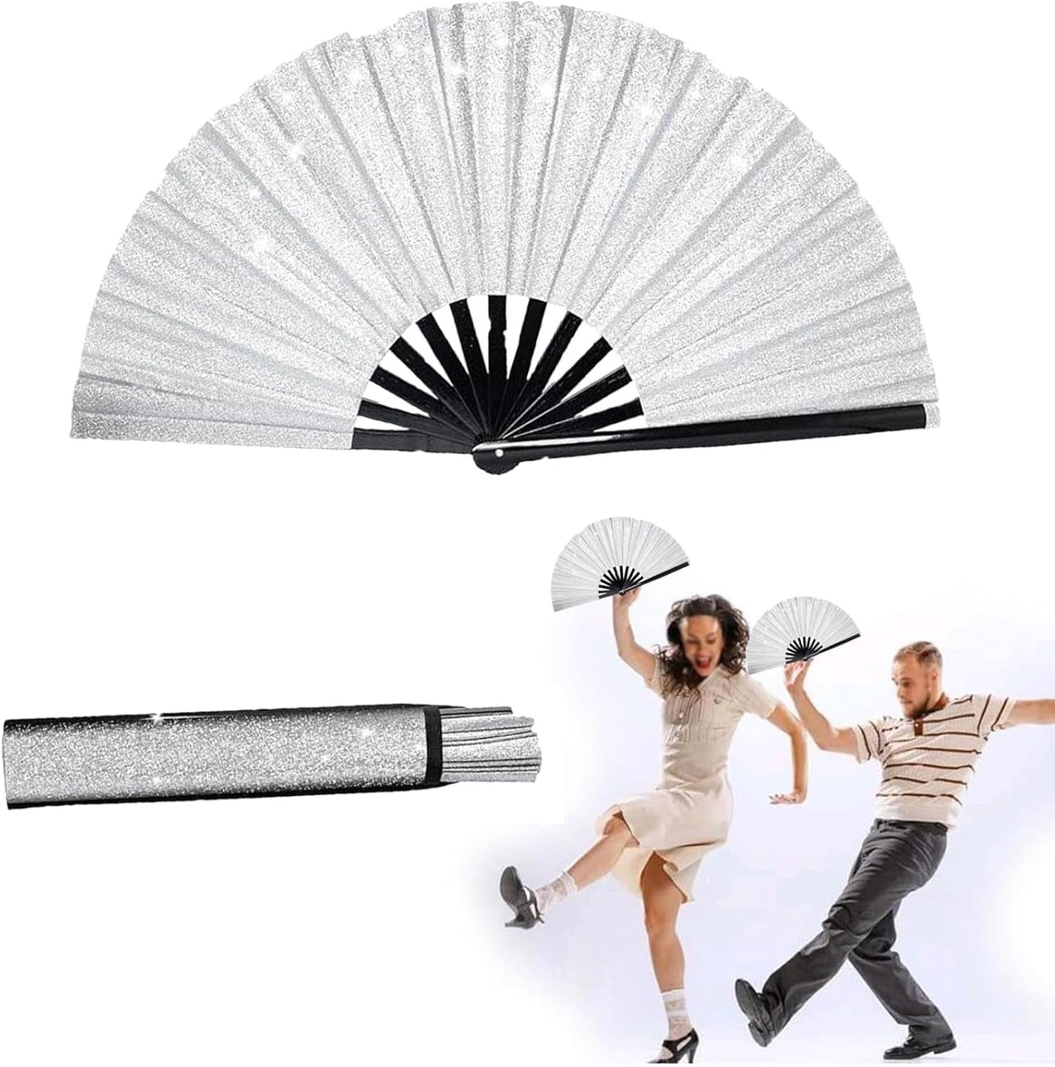 XD5-Hand Fan Foldable Line Dance Fan Loud Clappers Large Folding Hand ...