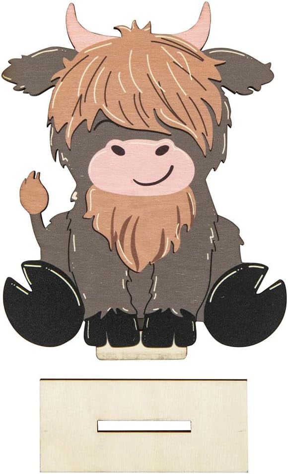 XD5-Highland Cow Wooden Tiered Tray Decor Farmhouse Highland Cow Table ...