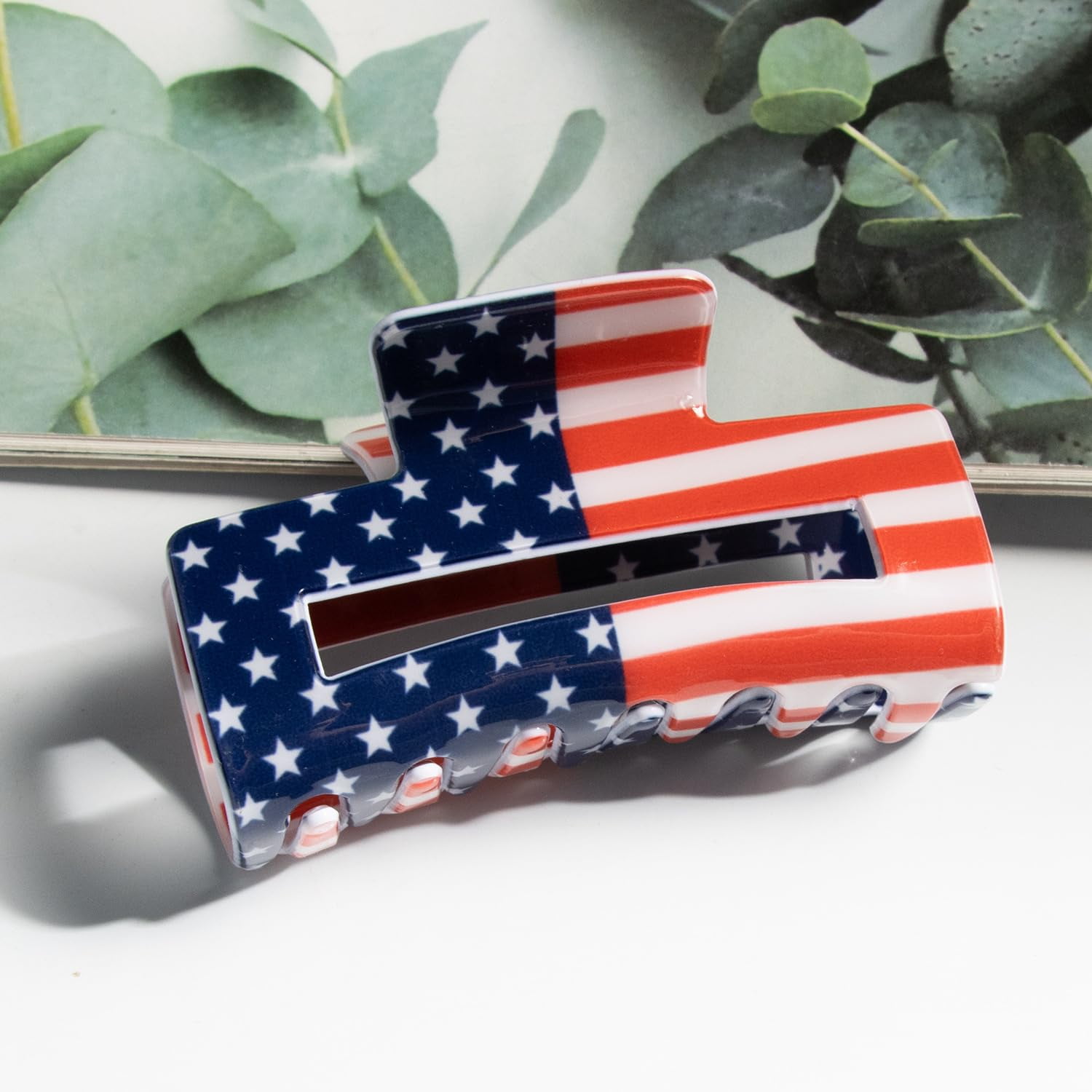CD5-Patriotic American Flag Hair Claw Clip - Red, White and Blue 4th of ...