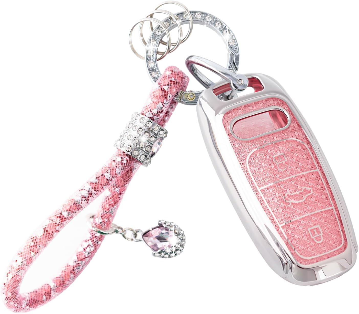 XD5-Pink Key Fob Cover Car Key Case Fit for A3 A6 A7 A8 E-Tron S3 S6 ...