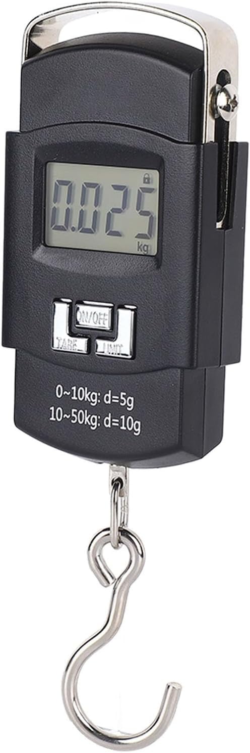 XD5-Portable Digital Fish Scale, 50kg Hanging Hook Scale with Night LCD ...