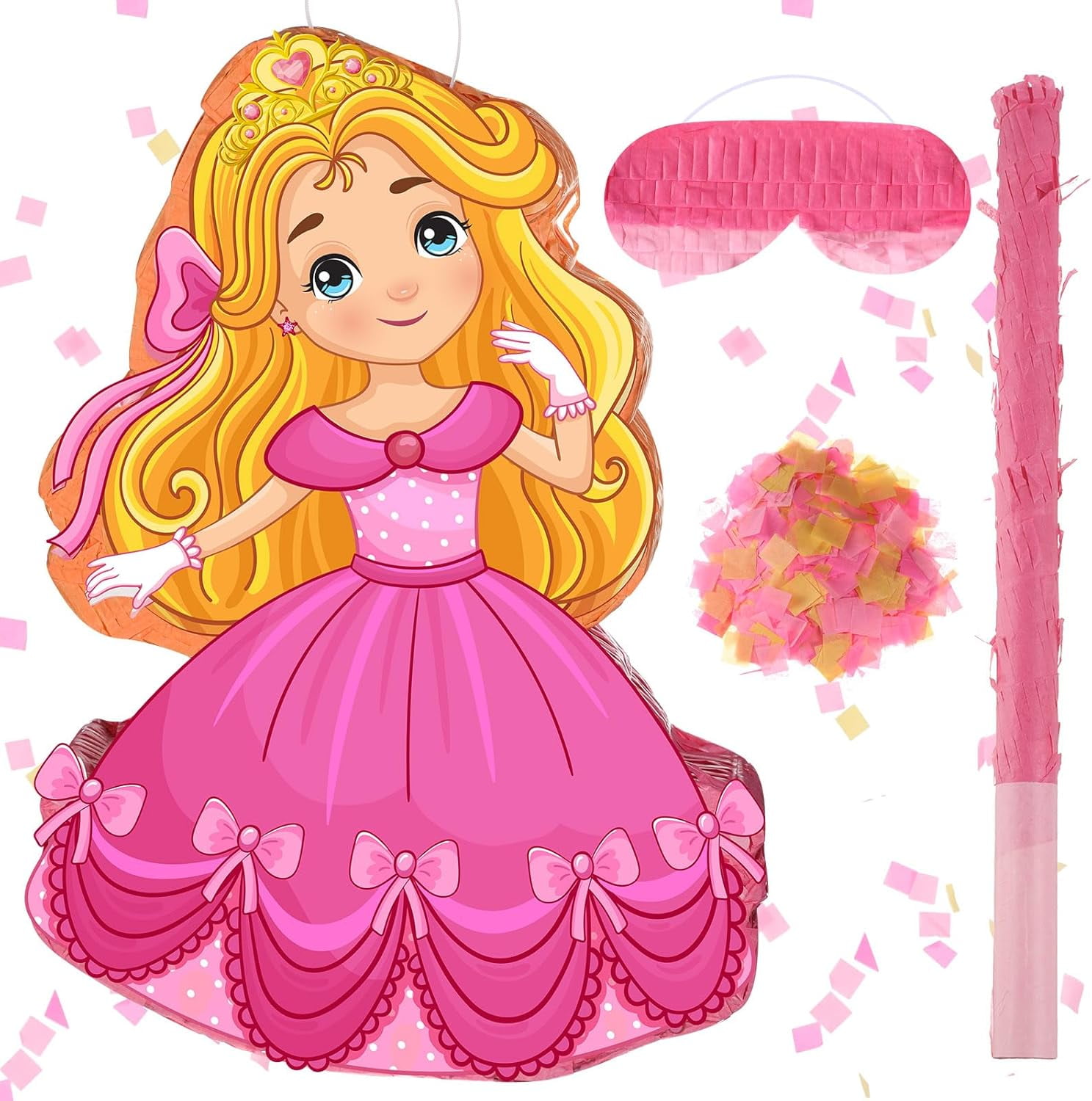 XD5-Princess Piñata Girl Princess Party Game Set Include Pink Piñata ...
