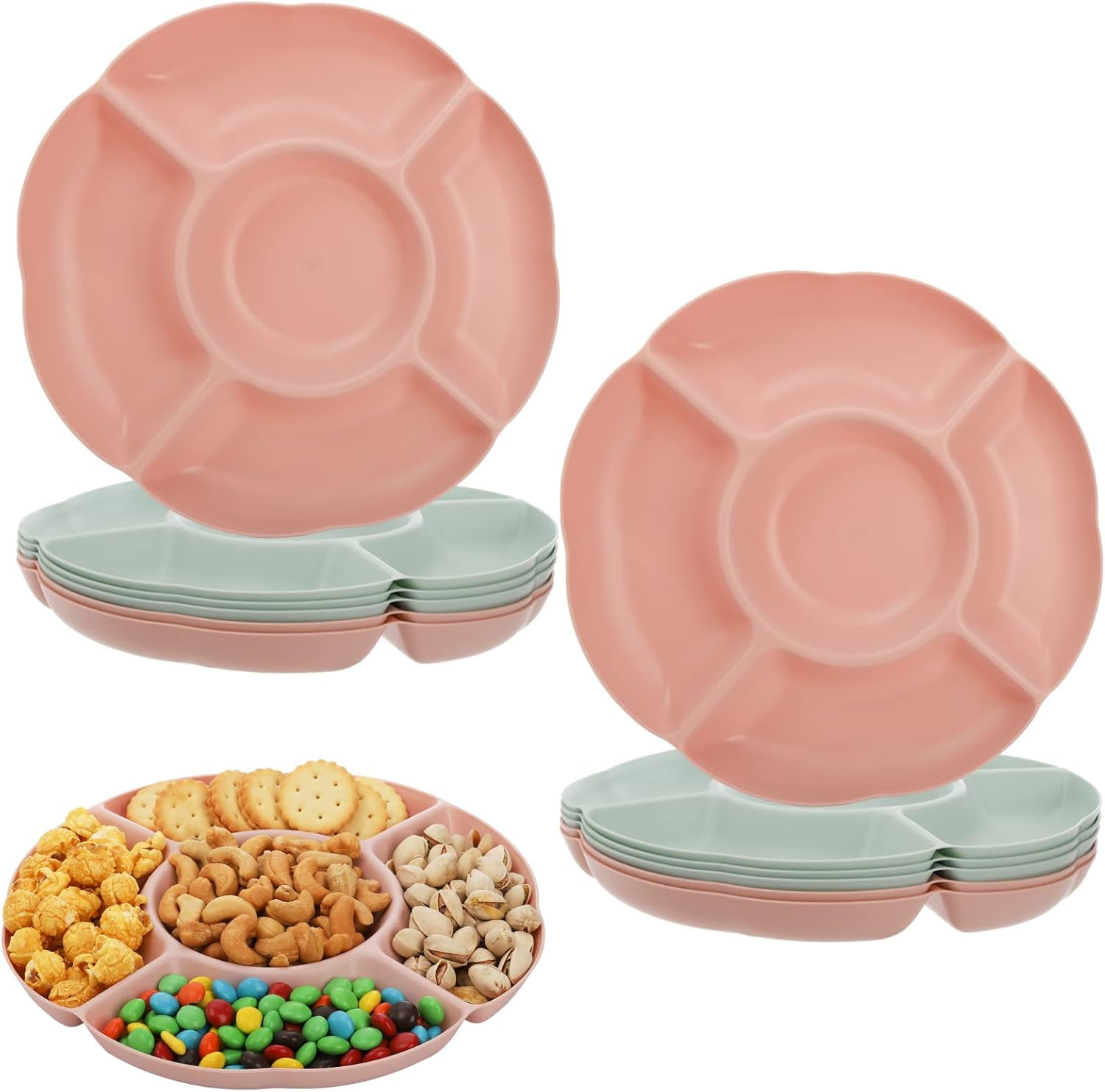 XD5-Set of 12 Divided Serving Tray, Wheat Straw Snack Appetizer Serving ...