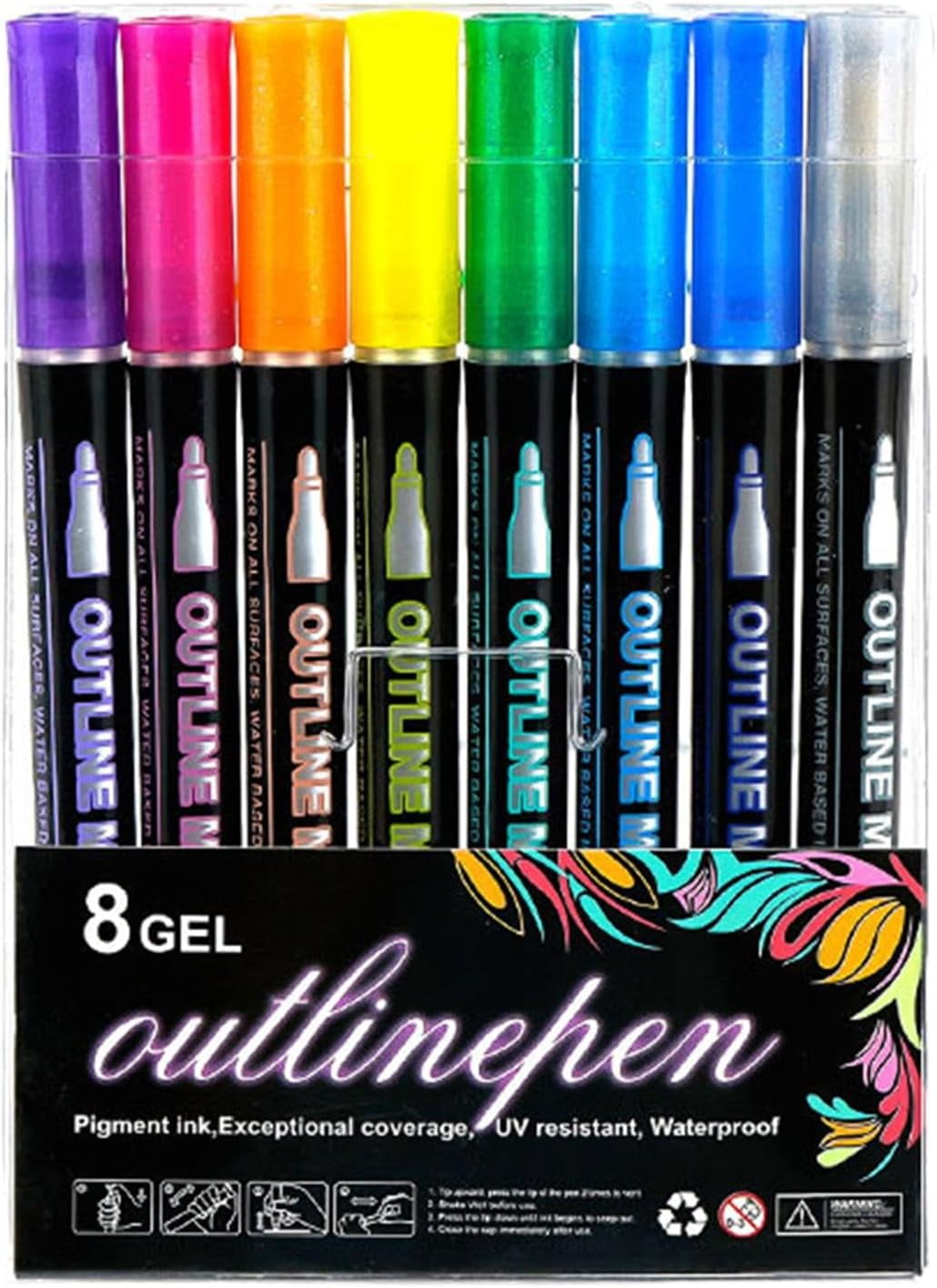 XD5-Shimmer Marker - 8 Colors Outline Pens | Glitter Pens | Dazzles ...
