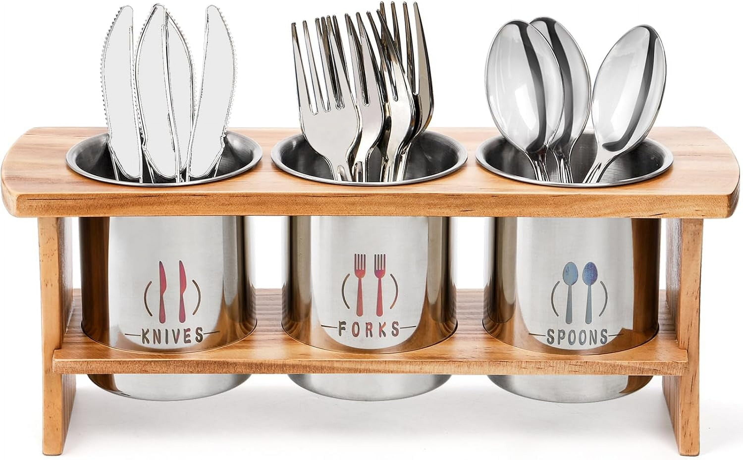 XD5-Silverware Holder for Countertop, Stainless Steel Cutlery Utensil ...