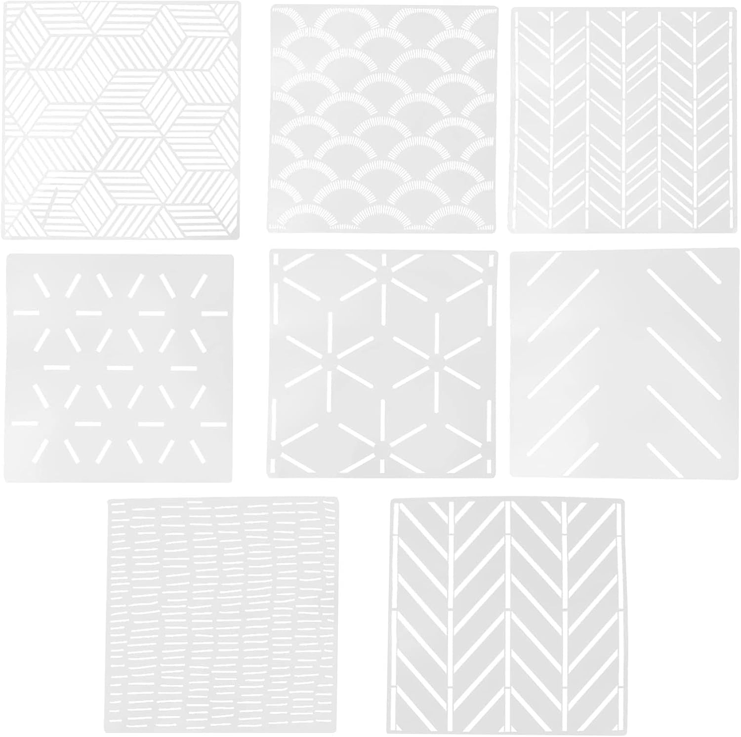 XD5-Tile Stencil 8 Pieces Herringbone Geometric Wall Stencil Modern ...