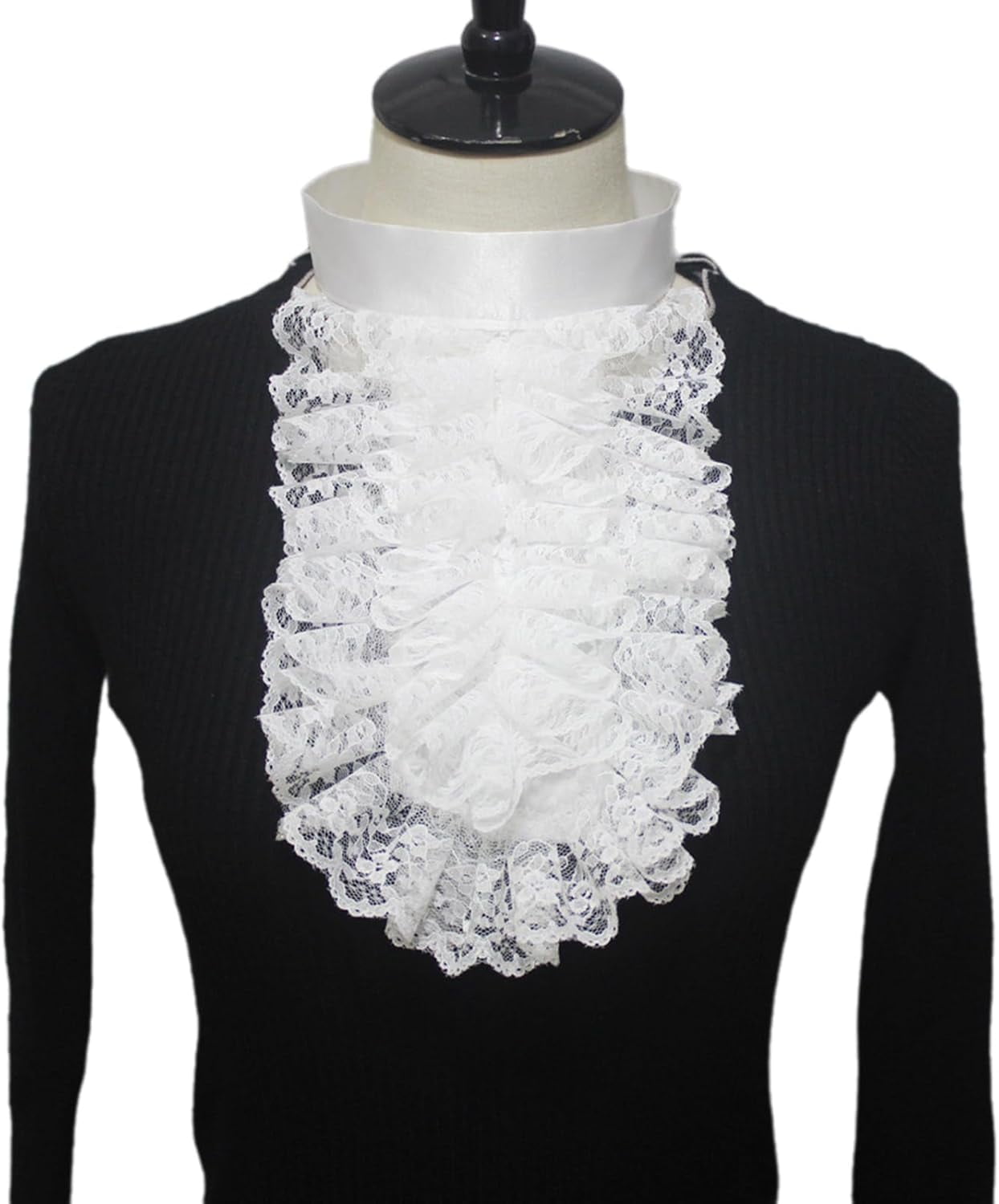 XD5-Victorians Colonial Ruffle Lace Jabot False Collar Necktie Steampunk Medieval Costume Shirt ...