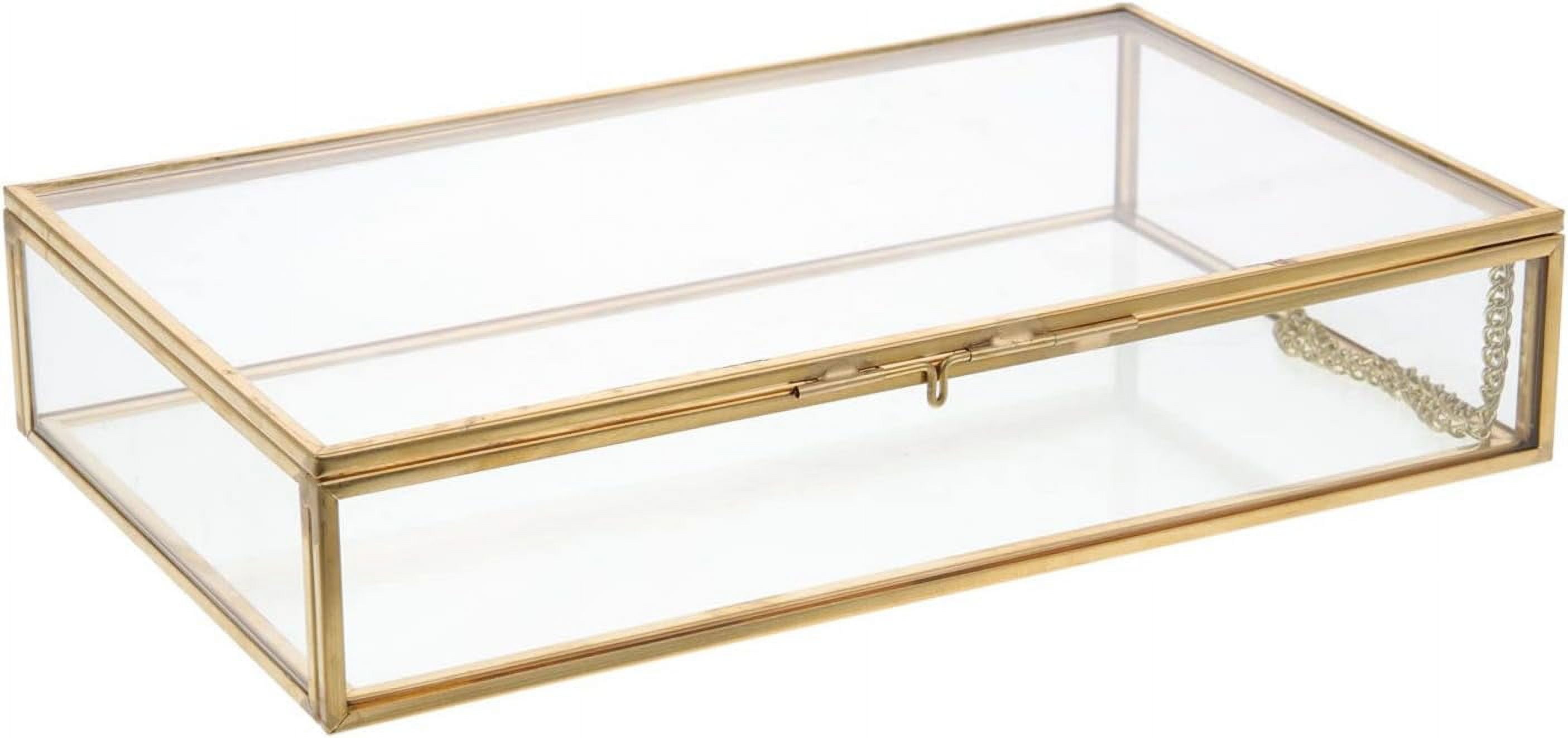 XD5-Vintage Glass Box, Clear Rectangular Keepsake Case with Hinged Lid ...