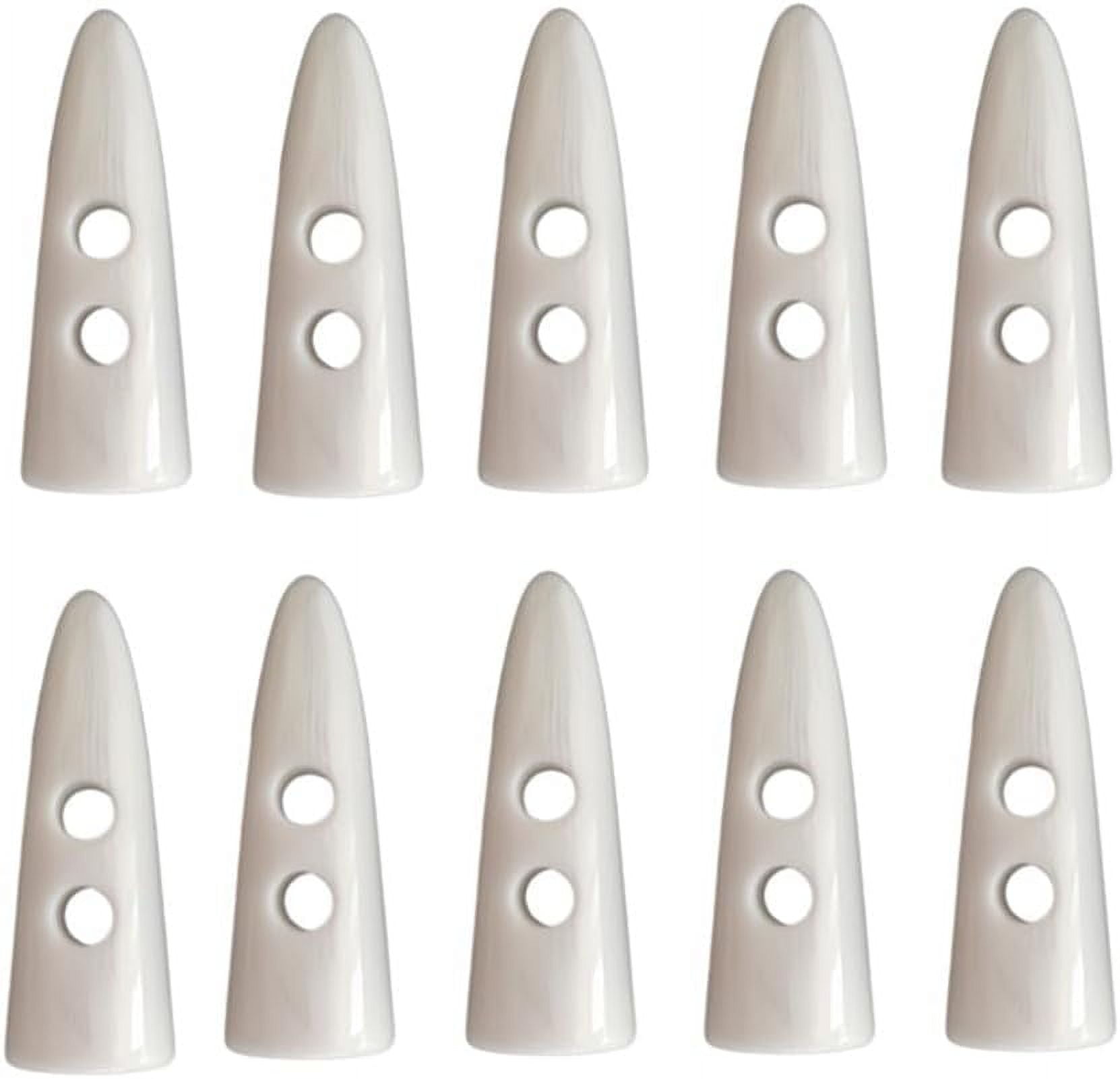 XD5-White Resin Toggle Buttons, 2 inch Long Two Holes Horn Tooth Shape ...