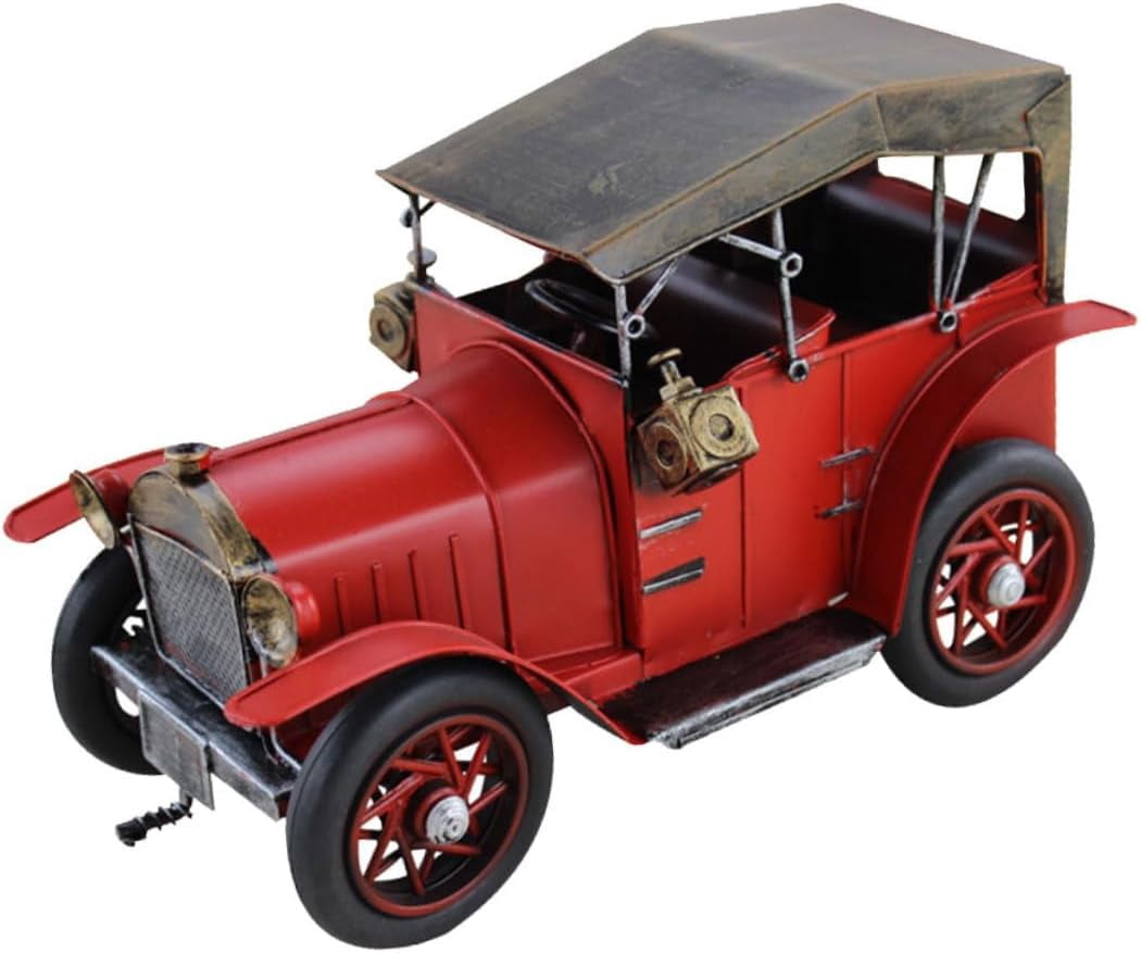 XD5-Wrought Iron Car Model Vintage Red Car Collectible Art Decoration ...