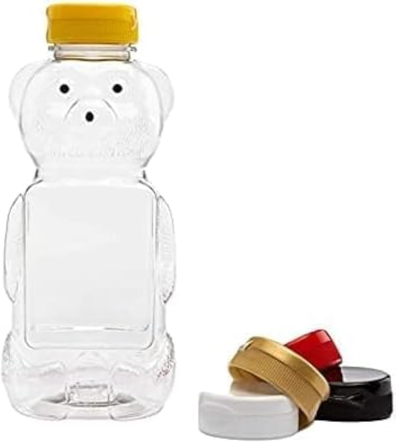 XD5-Yellow Flap Caps 8 Oz Plastic Bear Honey Bottle Jars, Empty Honey ...