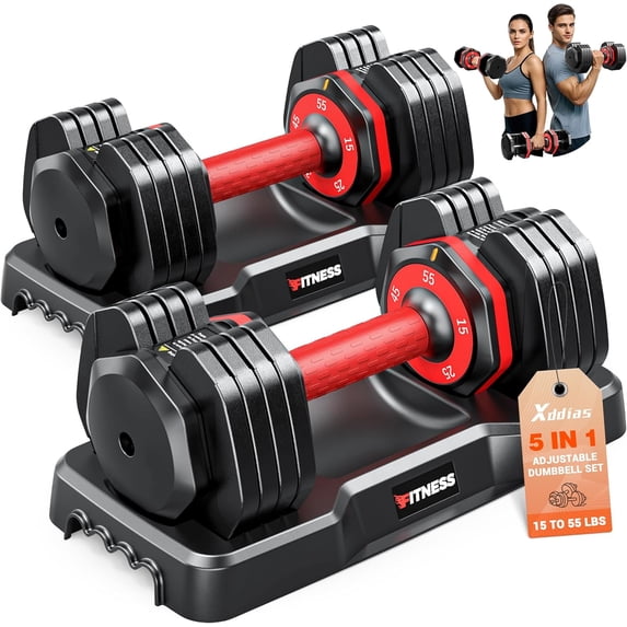 XDDIAS Adjustable Dumbbells Set of 2 for Strength Training, One-Hand ...