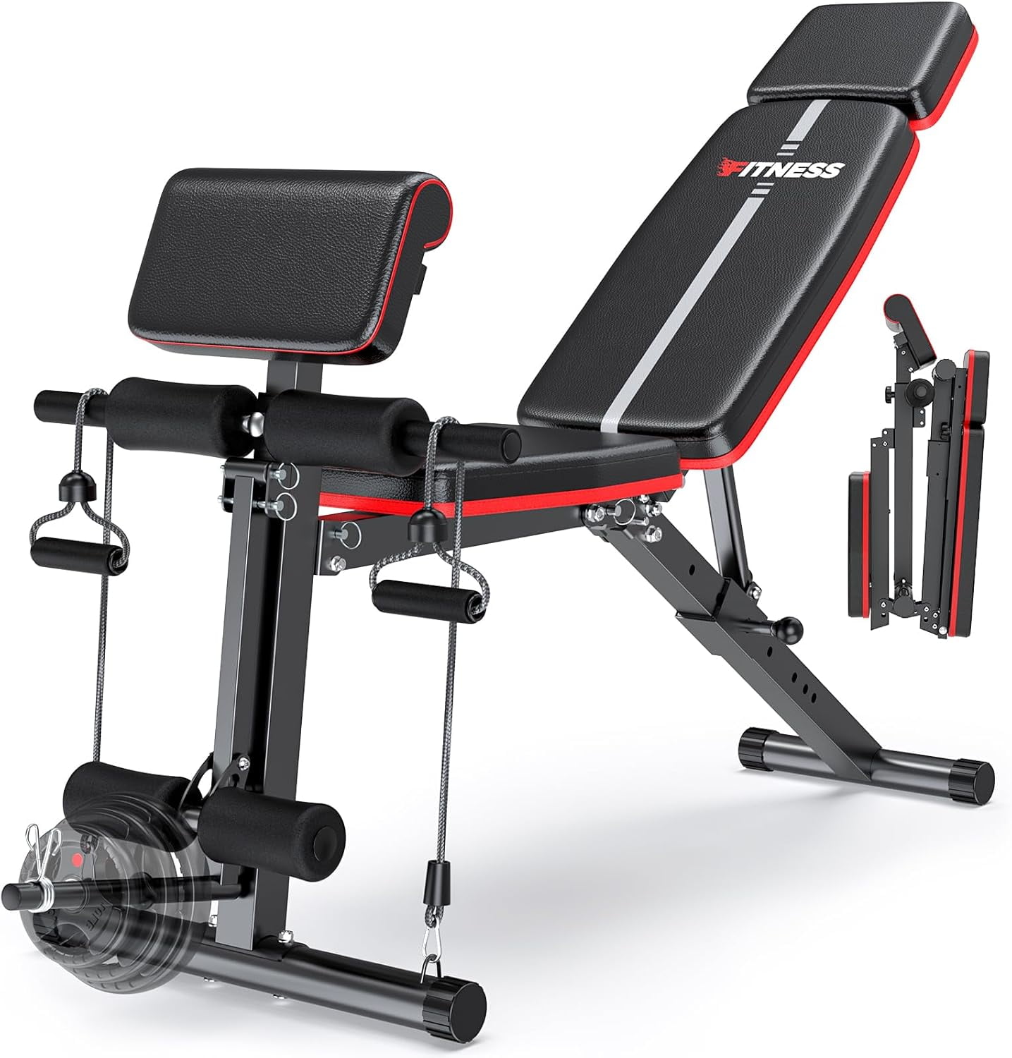 XDDIAS Adjustable Weight Bench, Workout Bench with Leg Extension and Preacher Curl Pad, Weight ...