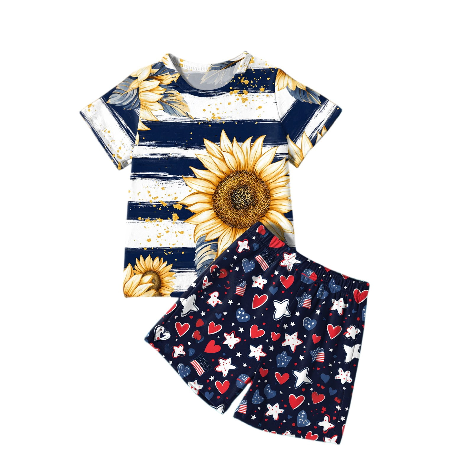 XDDLITP 4th Of July Baby Boy Outfit Short Sleeve USA Flag Print Shirt ...