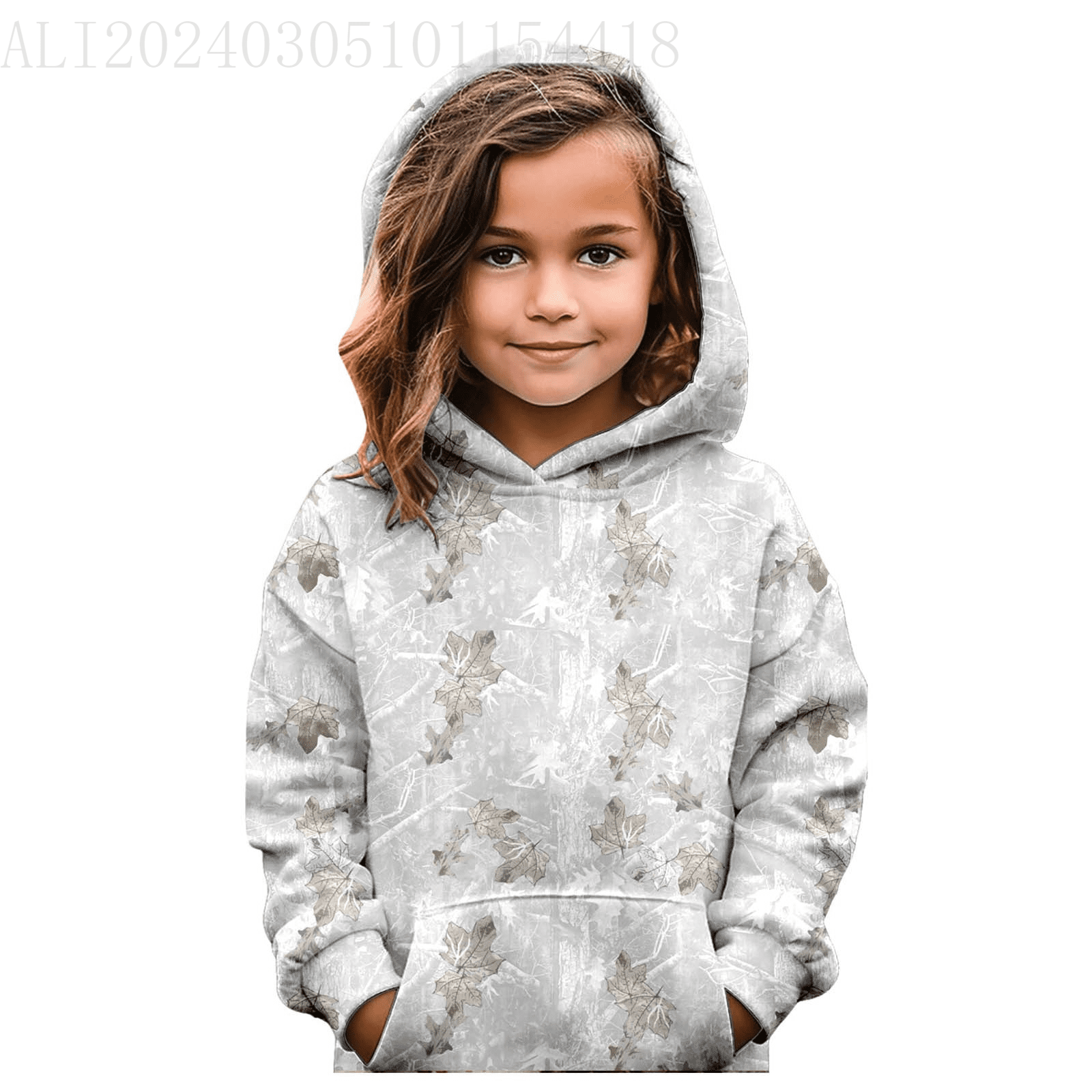 XDDLITP Camo Hoodies Kids Girls Maple Leaf Print Drop Shoulder Sweatshirt Oversize Long Sleeve ...