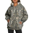 XDDLITP Camo Hoodies Womens Maple Leaf Print Drop Shoulder Sweatshirt ...