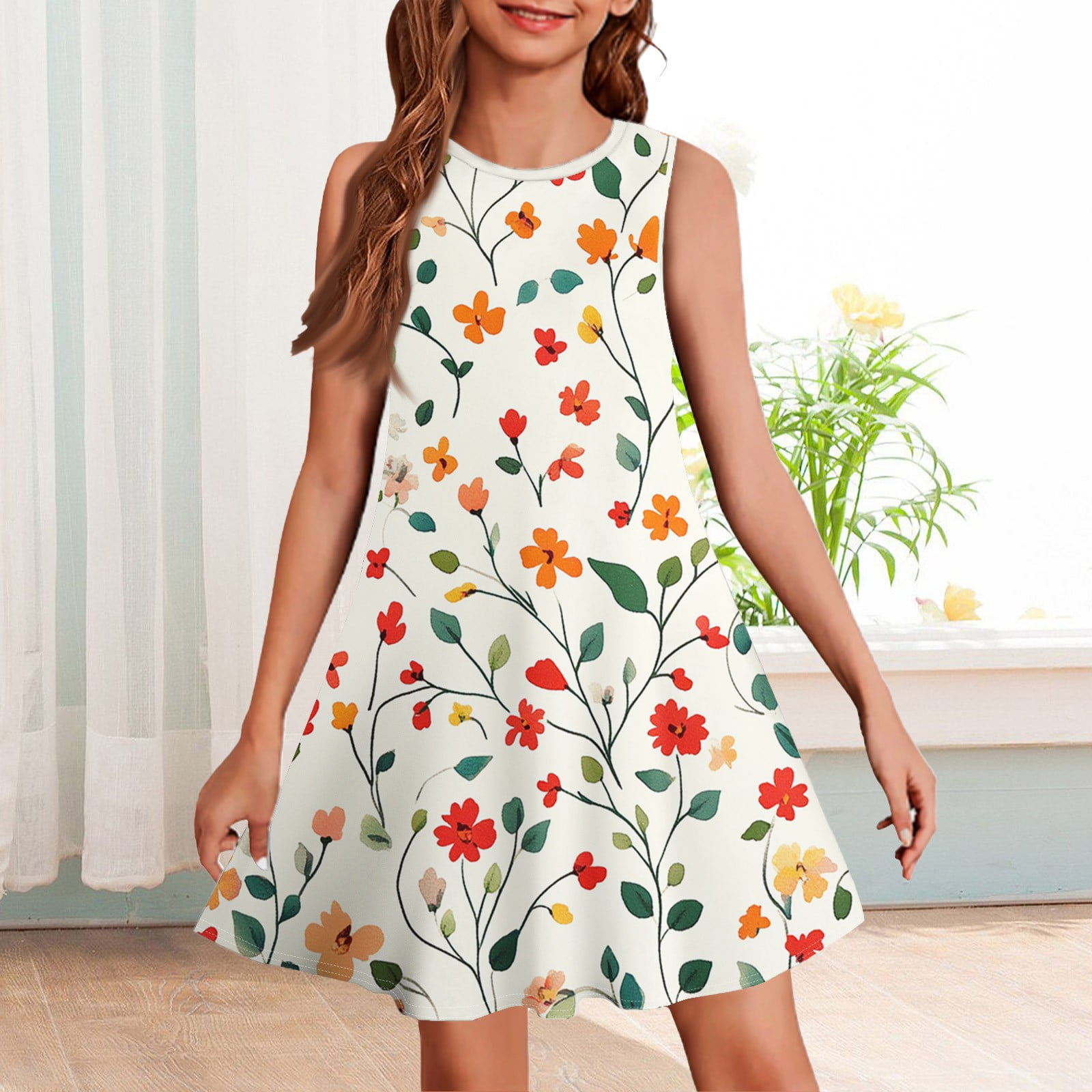 XDDLITP Girls 2025 Swing Tank Sundress Sleeveless A-Line Dresses for 4 ...