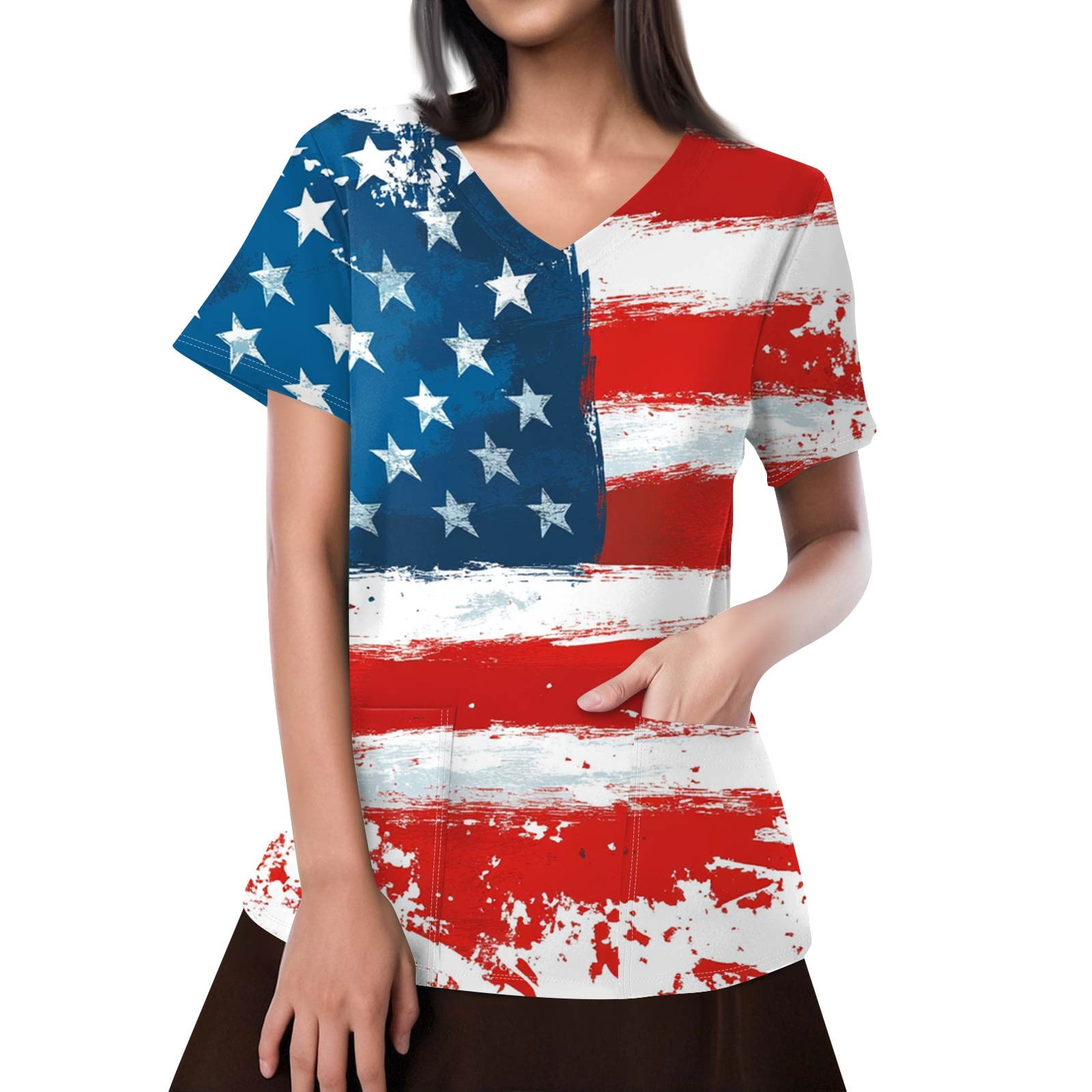XDDLITP Memorial Day T Shirts for Women American Flag Print Plus Size ...