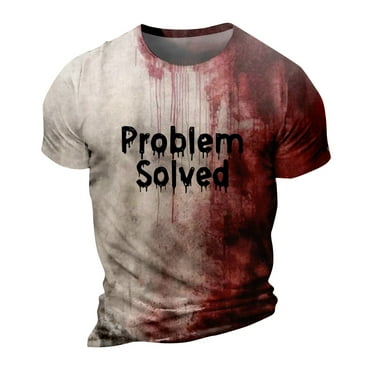 XDDLITP Men's Problem Solved Shirts Halloween Funny Bloody Shirts Short ...