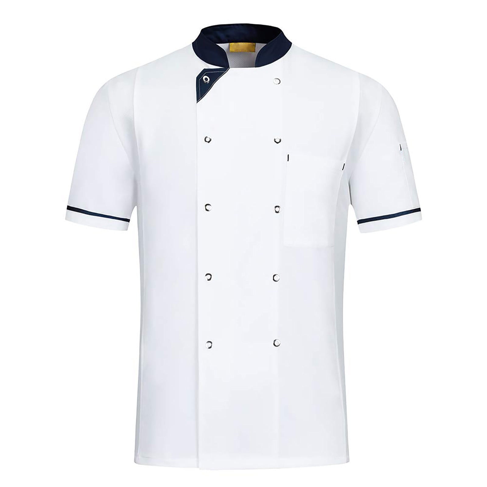 XDDLITP Men's Fashion Chef Coat Double-Breasted Short Sleeve Chef Coat ...