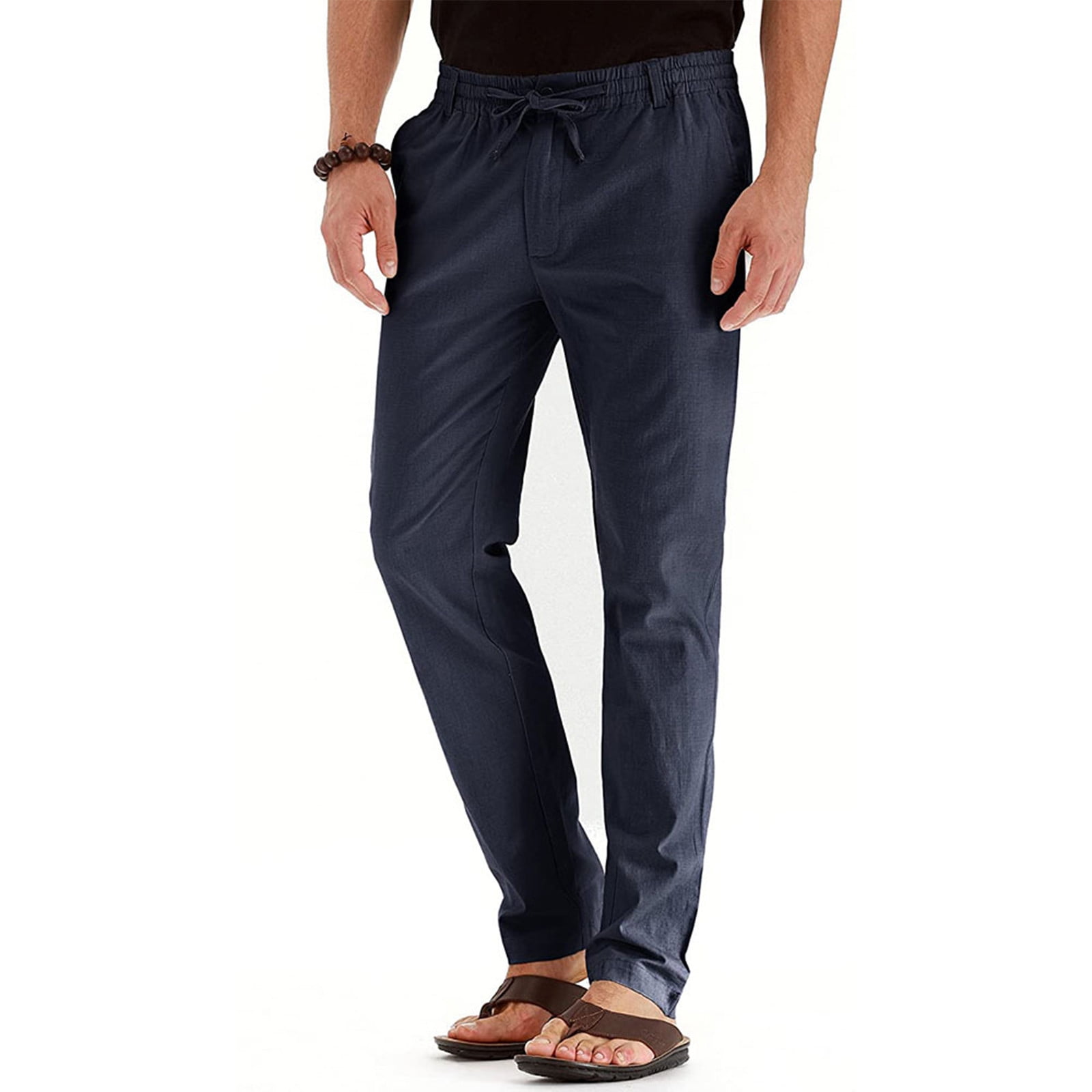 XDDLITP Mens Pants Casual Elastic Waist Drawstring Chino Pants ...