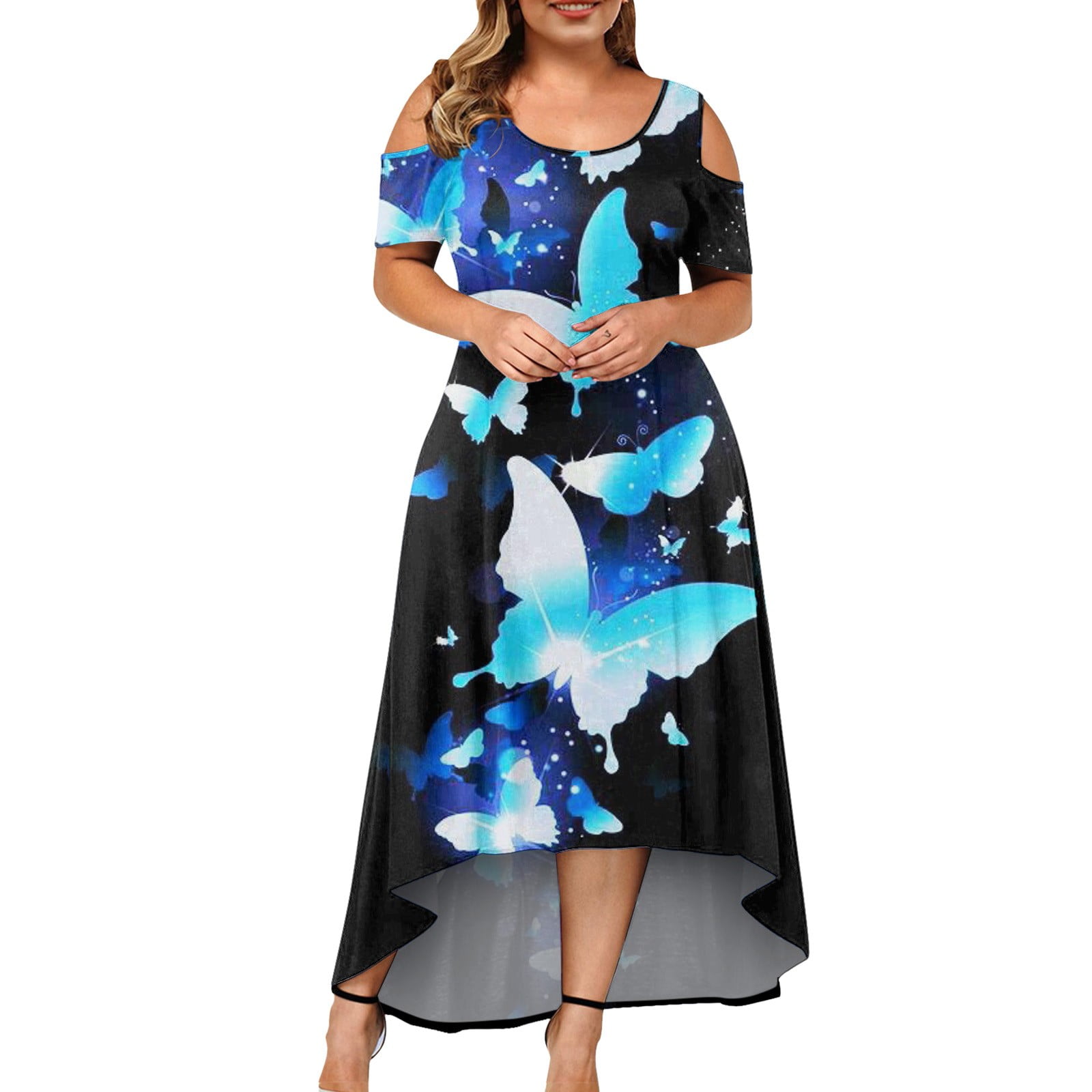 Xddlitp Plus Size Maxi Dresses For Curvy Women Sexy Trendy Butterfly