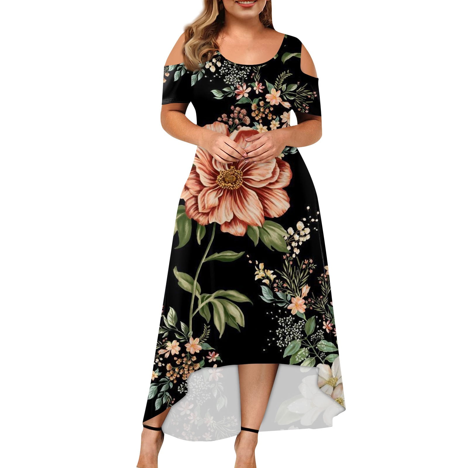 Xddlitp Plus Size Summer Maxi Dresses For Women 5x Trendy Floral Boho