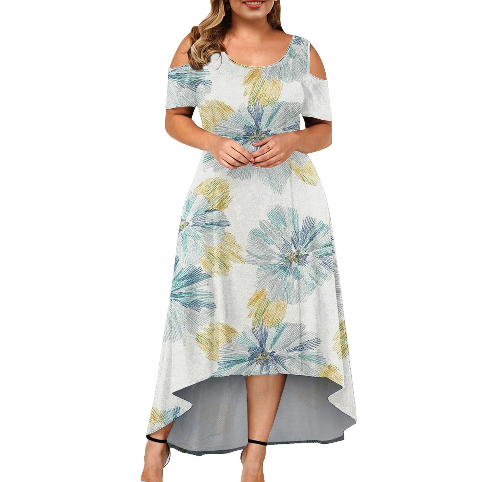 Xddlitp Plus Size Summer Sundress For Women Summer Trendy Floral Boho