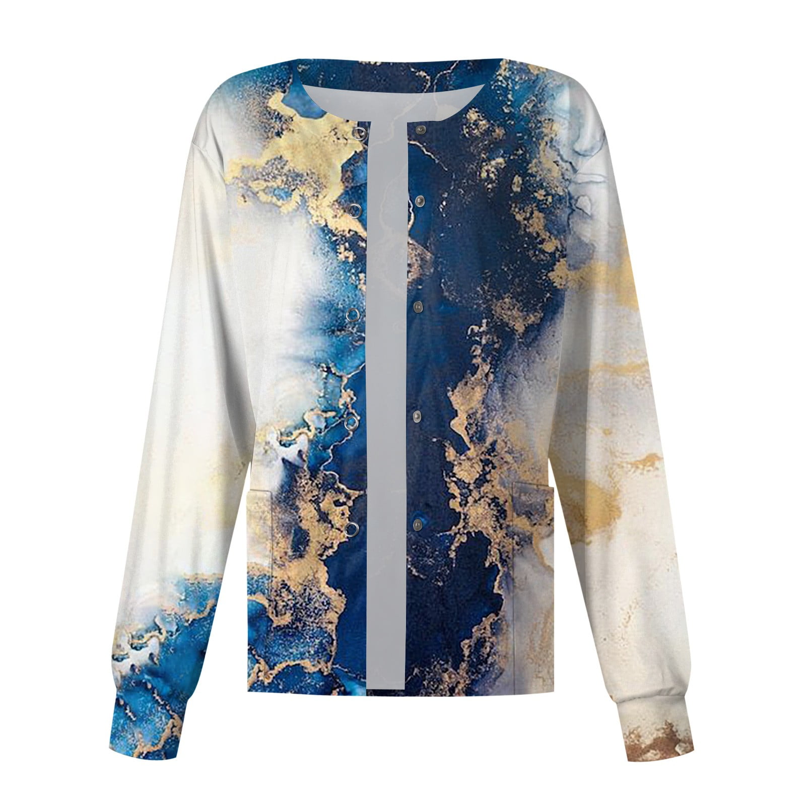 XDDLITP Scrub Jackets for Woman Long Sleeve Snap Front Warm up Medical ...