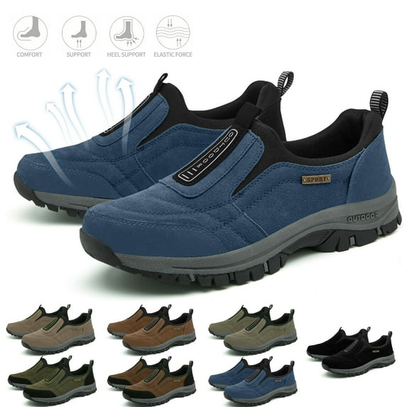 XDDLITP Slip On Outdoor Orthopedic Shoes Men's Waterproof Hiking Arch ...