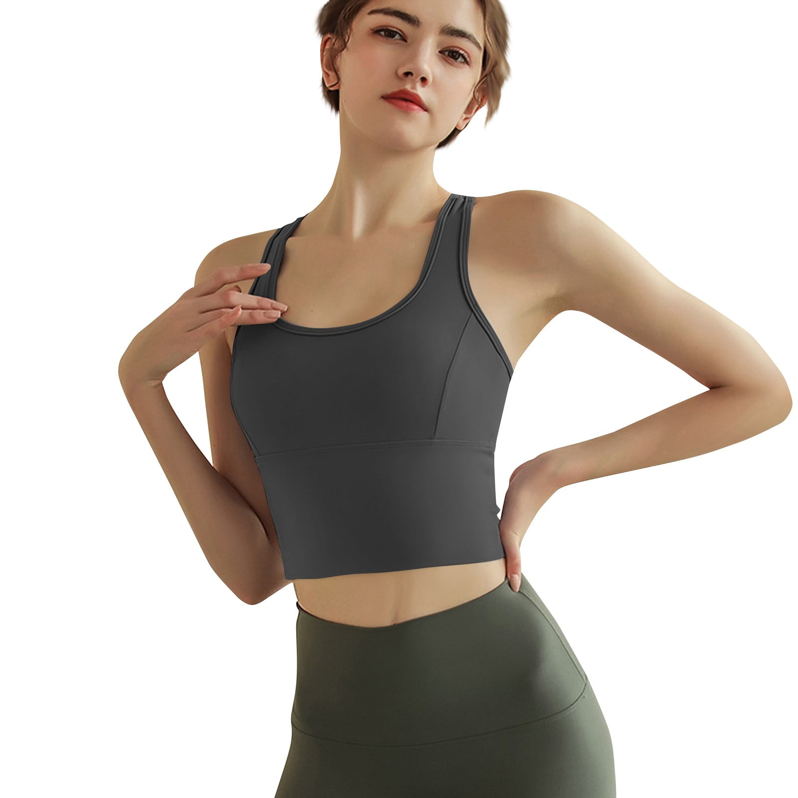 XDDLITP Sport Bras Woman High Support Crisscross Back Top With Fixed ...