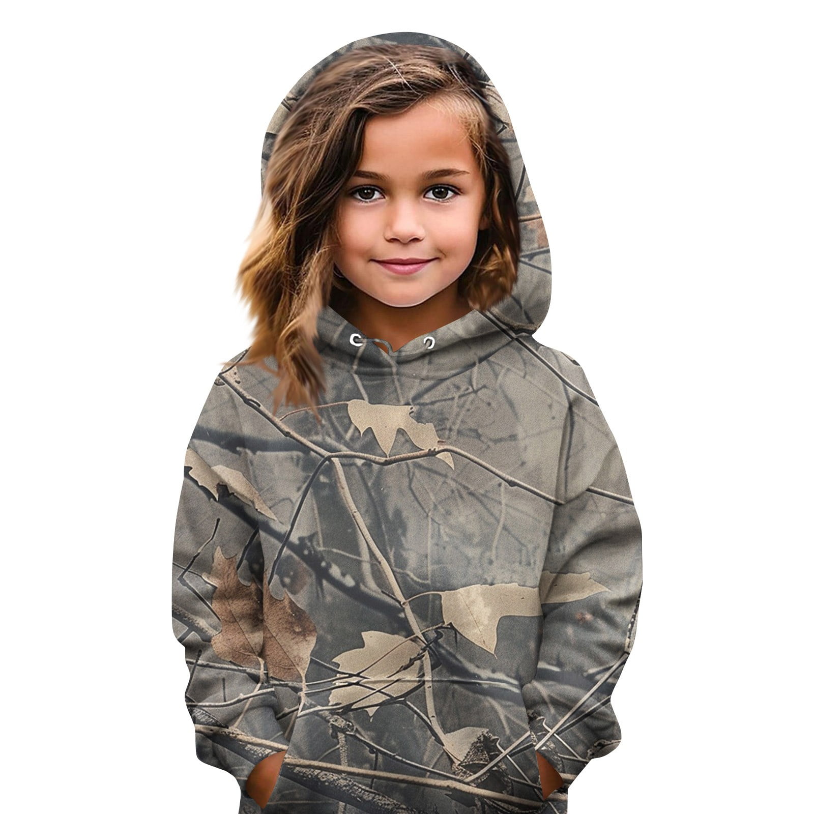 XDDLITP Unisex Kids Camo Hoodies Maple Leaf Printed Long Sleeve Sweatshirt Oversized Drop ...